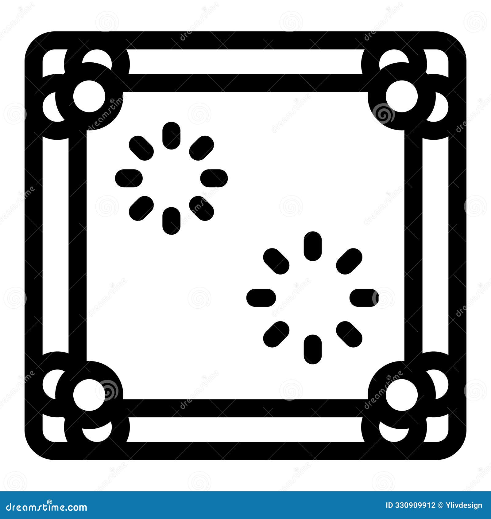 Square Frame Showing Loading Process with Rotating Circles Stock Vector ...