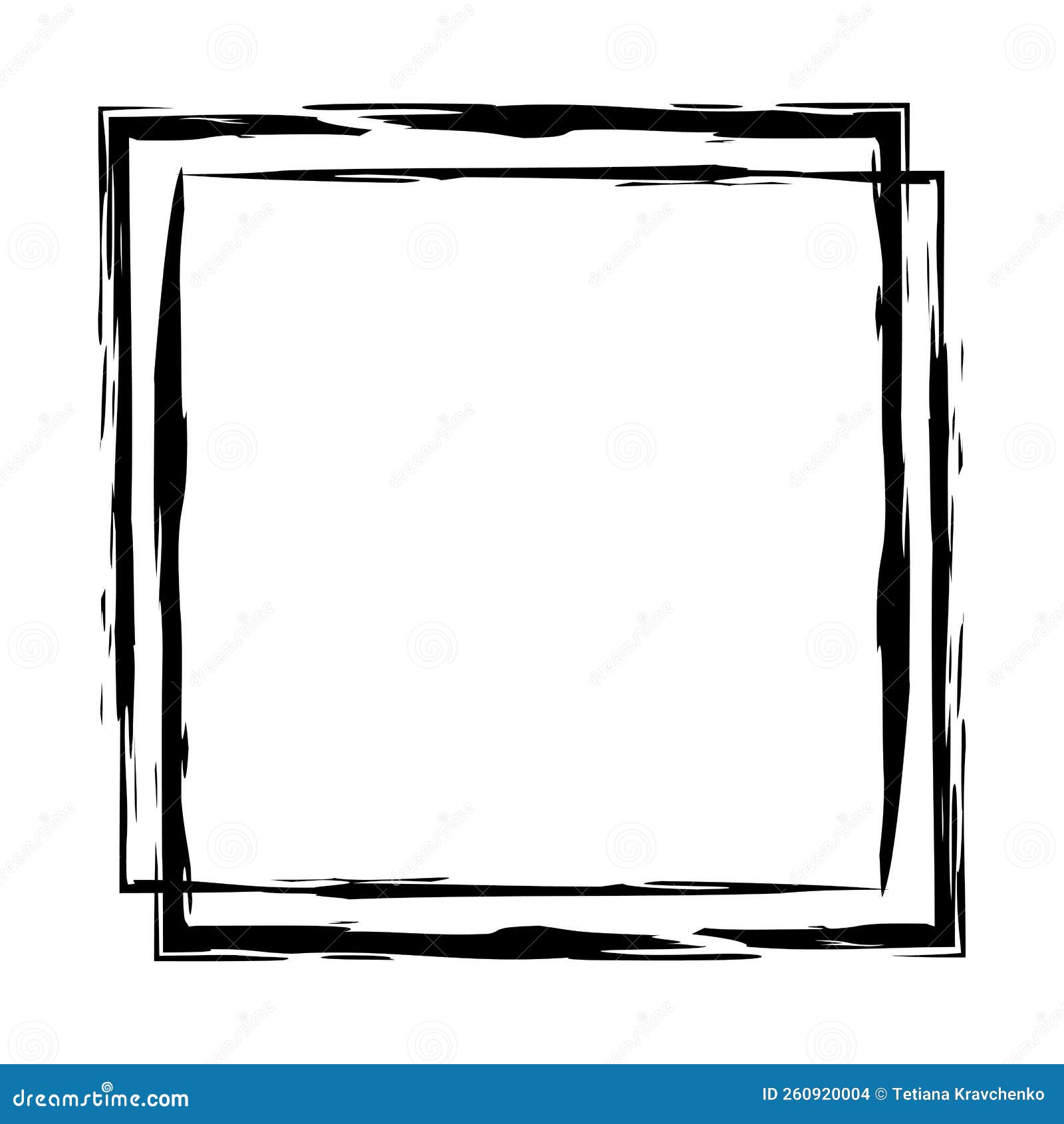 Square Frame in Sketch Style on White Background. Brush Texture. Vector ...