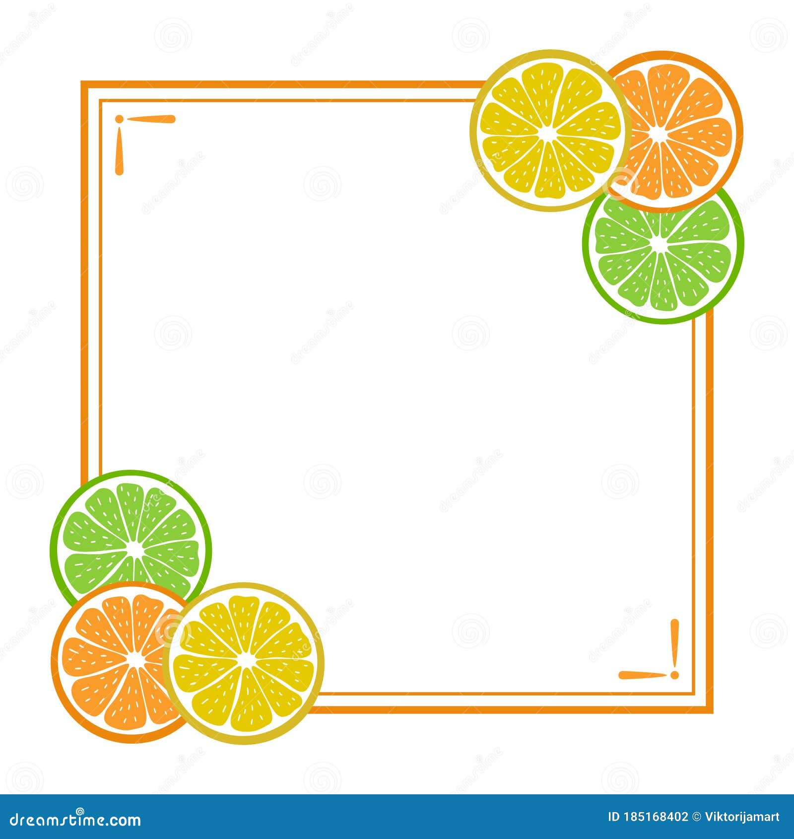 Square Frame with Sliced Pieces of Citrus Fruit on White Background ...