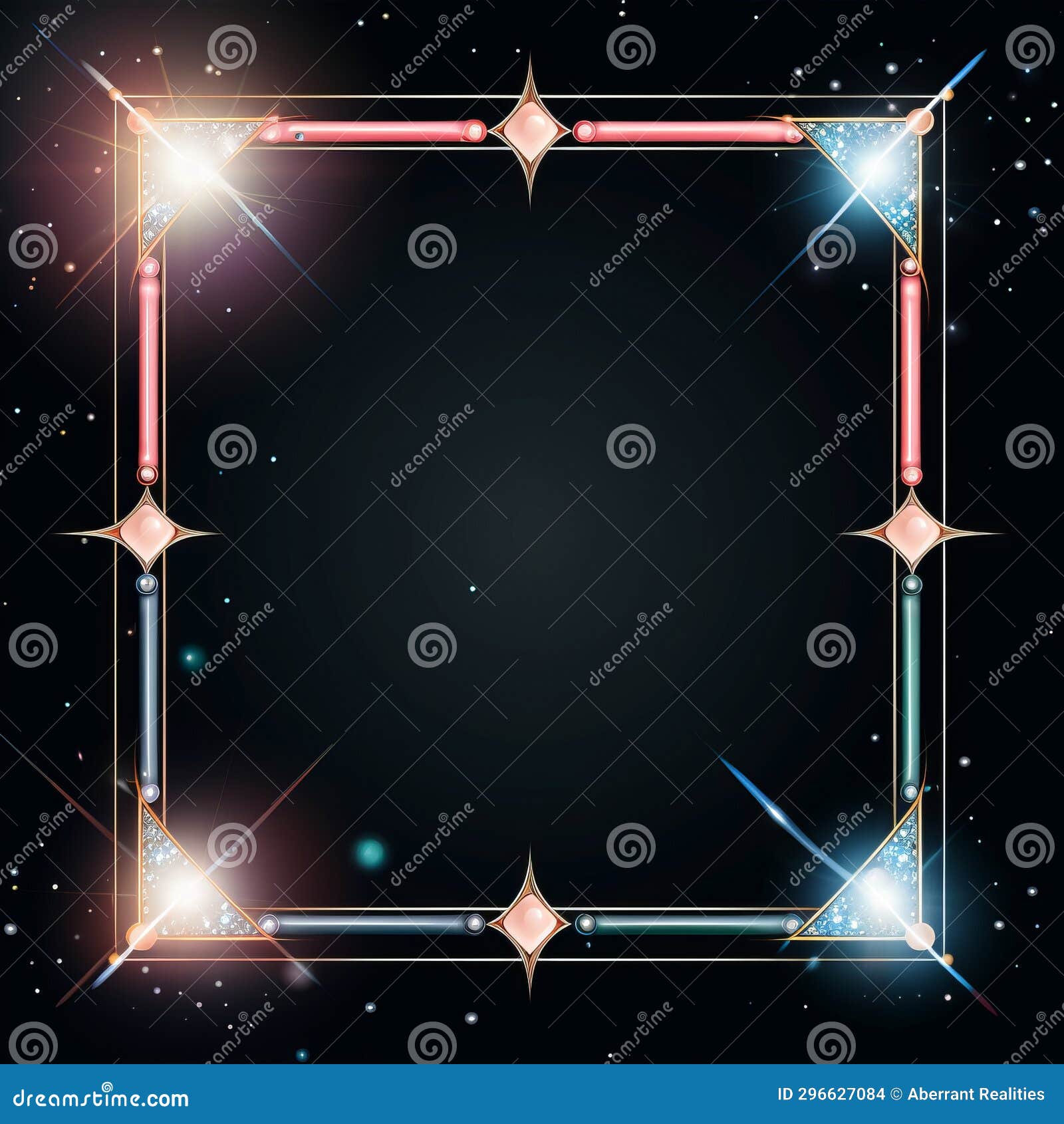 A Square Frame with Stars on a Black Background Stock Illustration ...