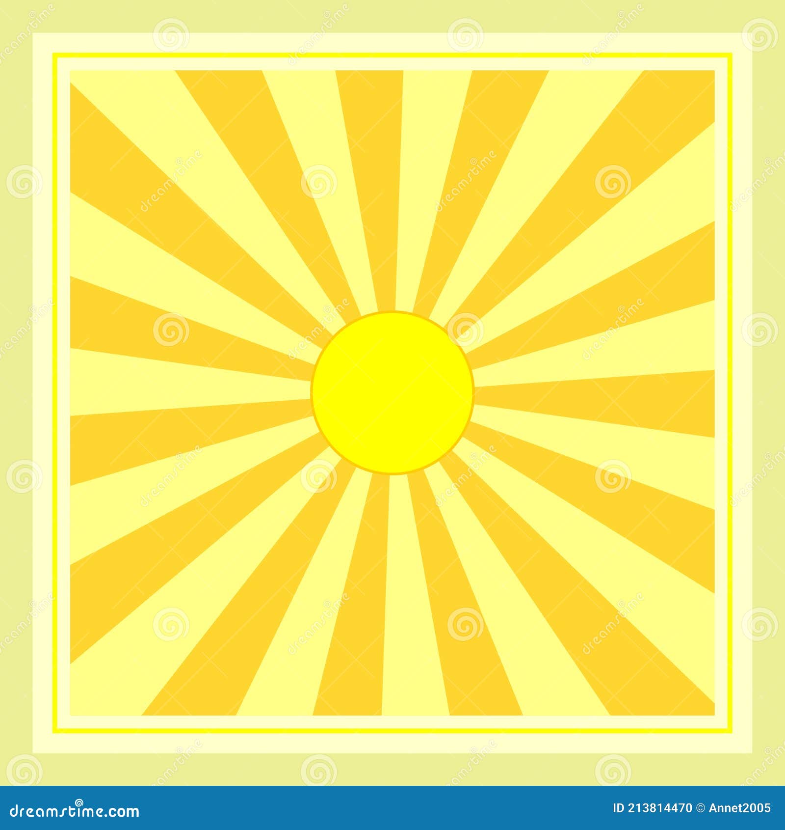 Square Frame with Stylized Sun and Rays, Summer Concept Stock ...