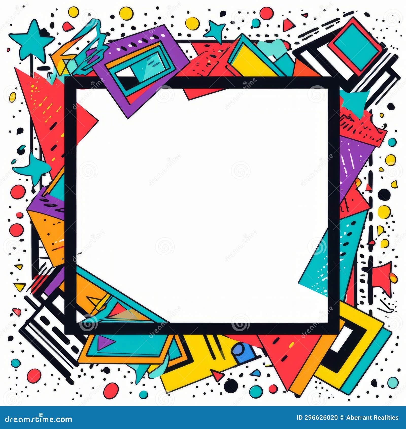 A Square Frame Surrounded by Colorful Objects Stock Illustration ...