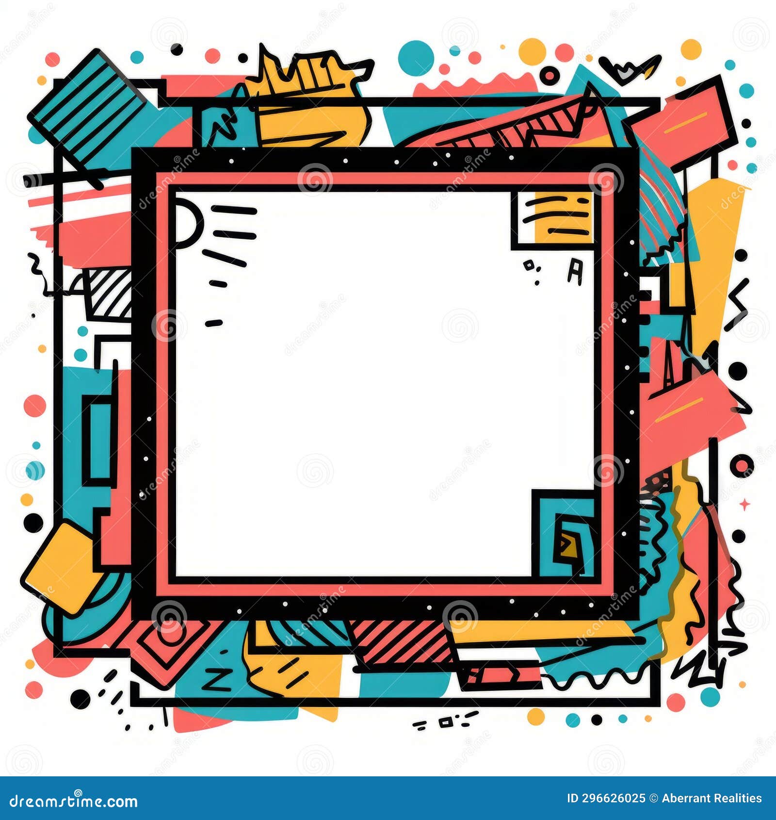 A Square Frame Surrounded by Colorful Objects Stock Illustration ...