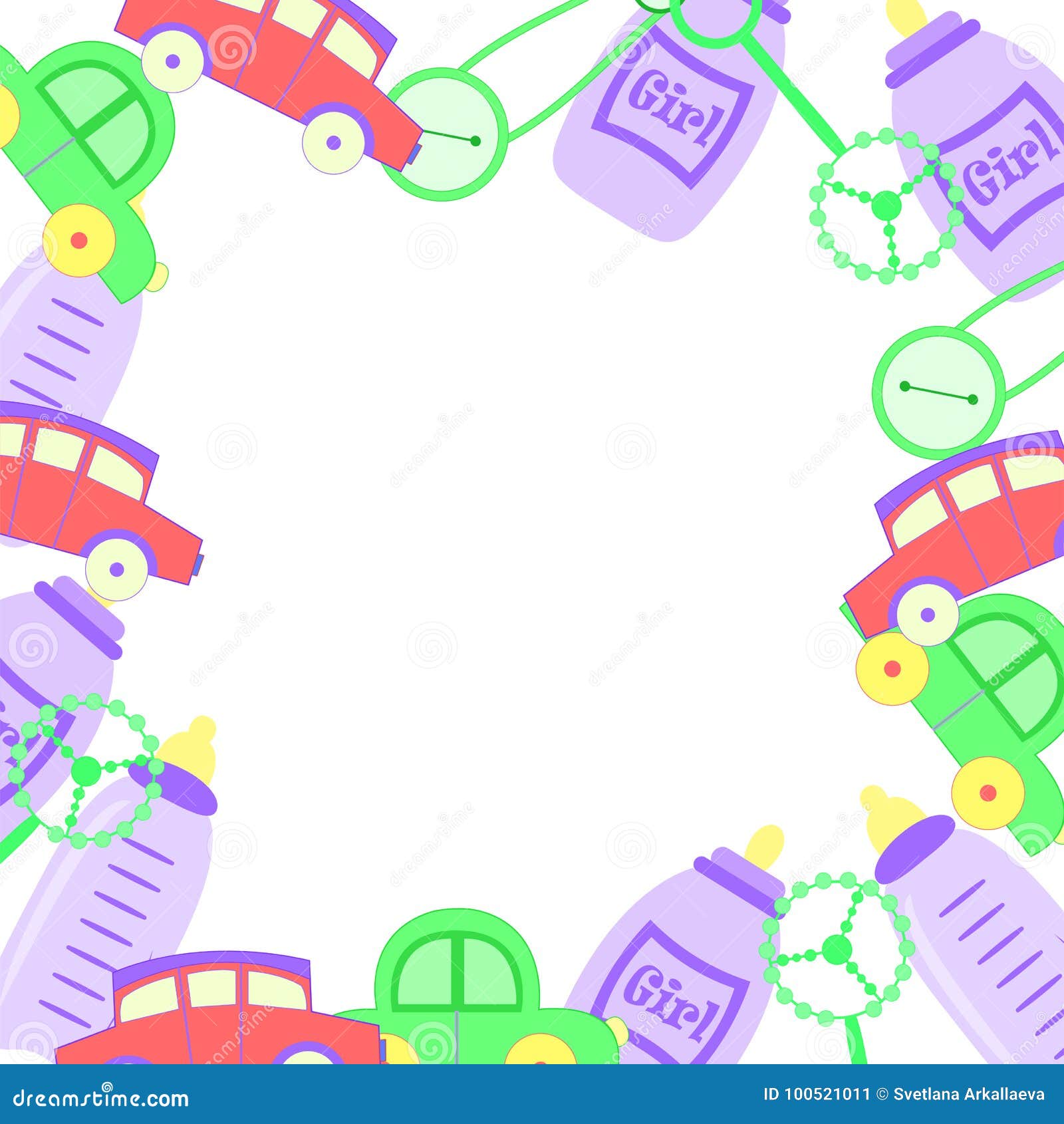 Square Frame with Toys for Kids. Cute Illustration Stock Vector ...