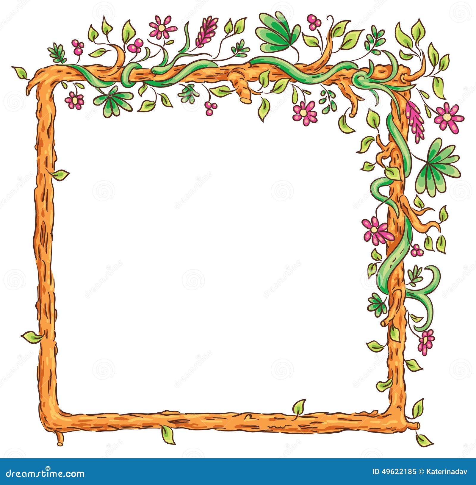 Square Frame with Tropical Plants Stock Vector - Illustration of square ...