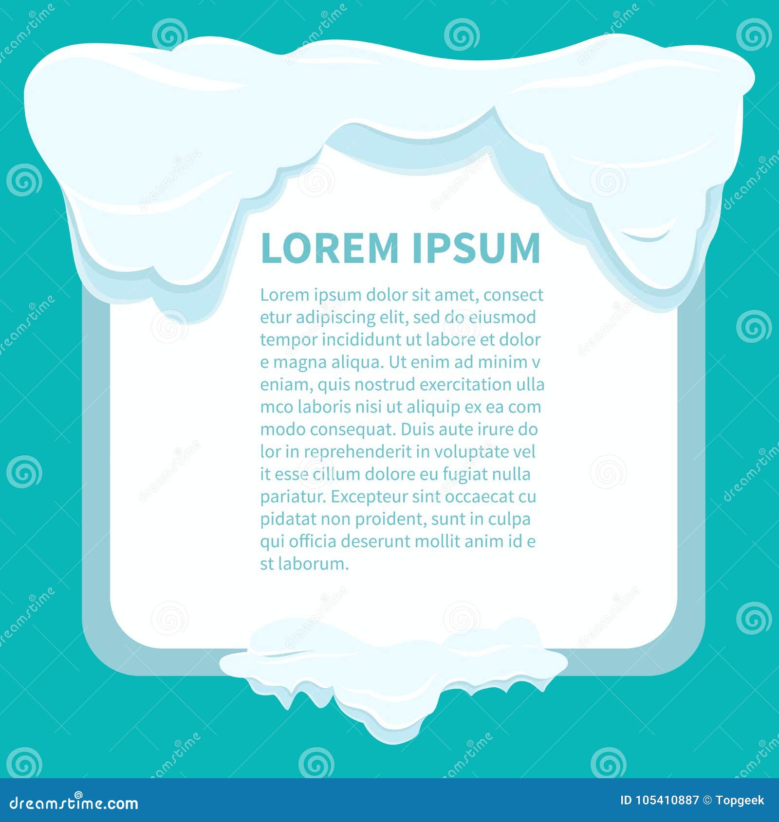 Square Frame Under Snowflakes on Azure Background Stock Vector ...