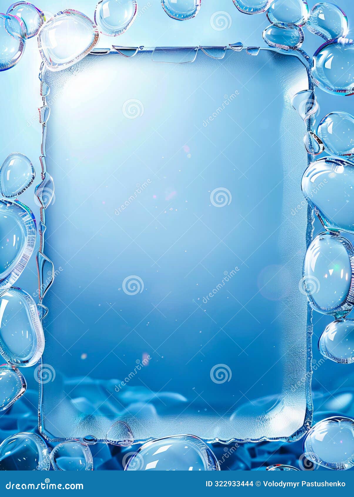 A Square Frame with Water Bubbles and Ice Stock Photo - Image of winter ...