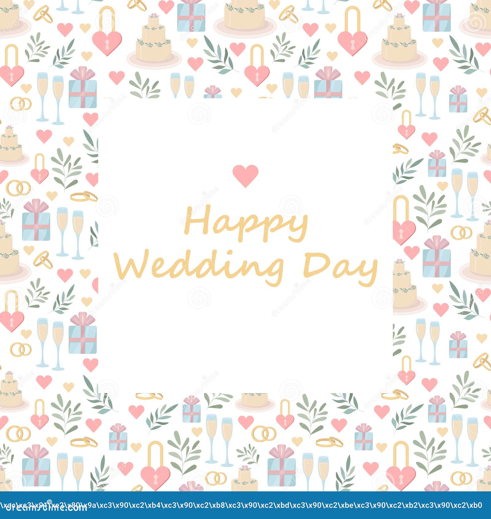 Square Frame of Wedding Elements. Wedding Card Stock Vector ...
