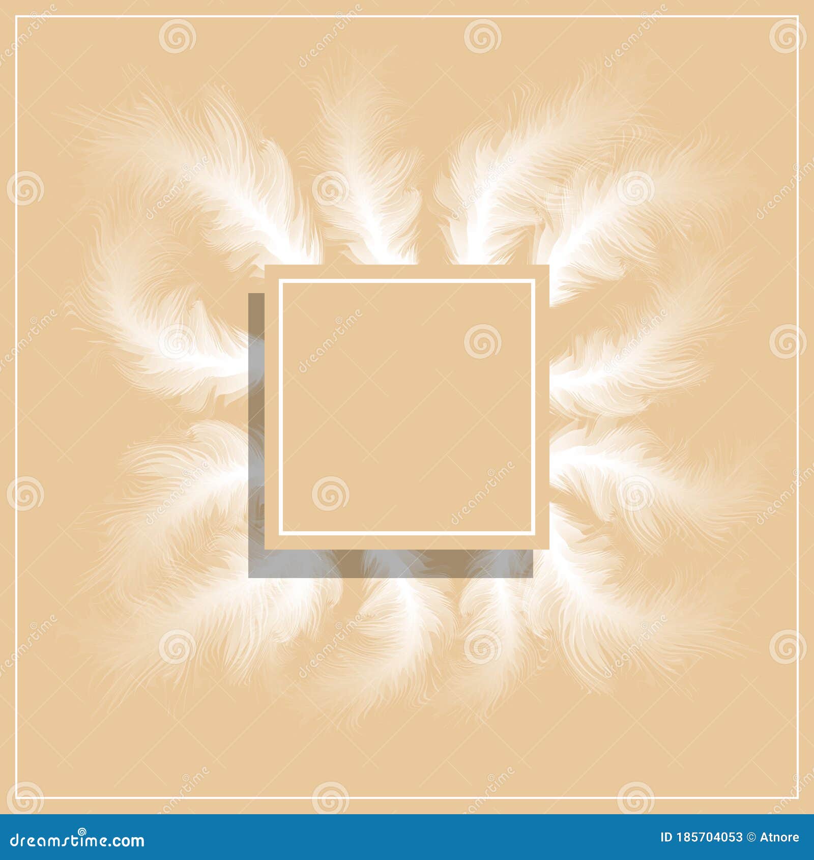 Square Frame of White Feathers on Craft Paper Stock Vector ...
