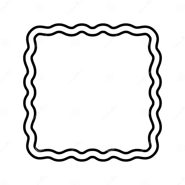 Square Frame with Wiggly Edges. Rectangular Shape with Curvy Borders ...