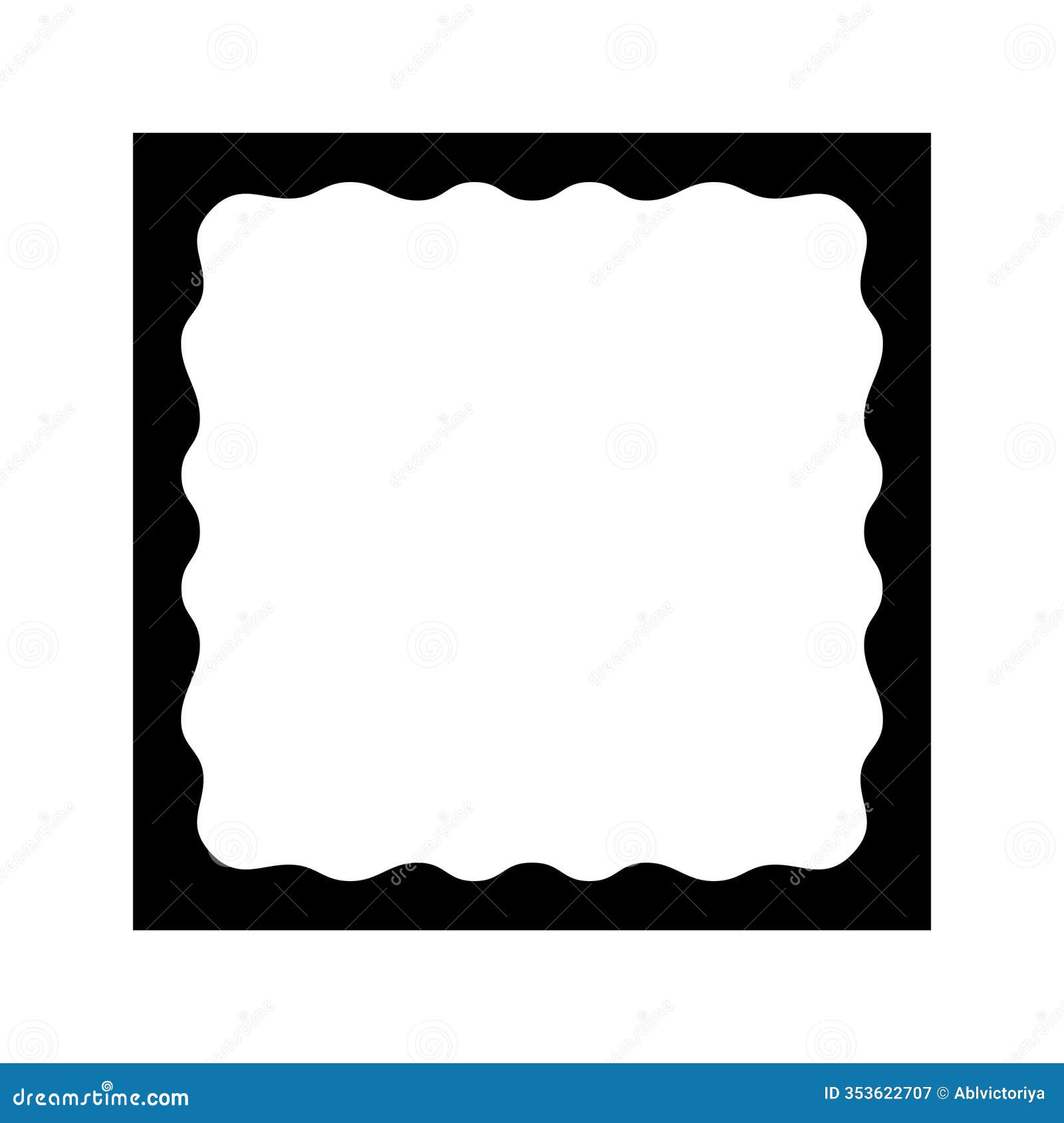 Square Frame with Wiggly Inner Edges. Rectangular Shape with Wavy ...