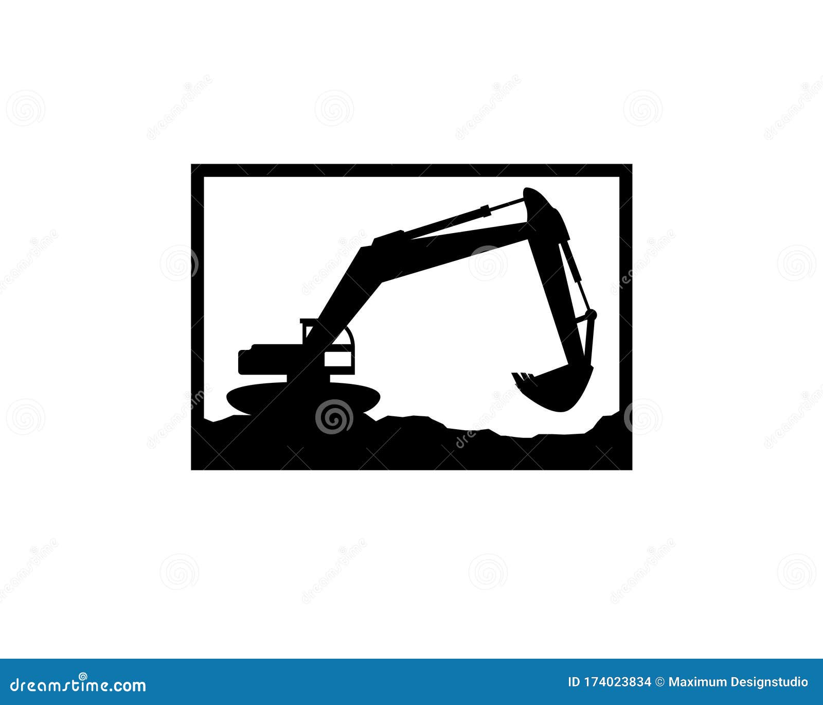 Square Framed Exacavator and Backhoe Emblem Logo Template Stock Vector ...