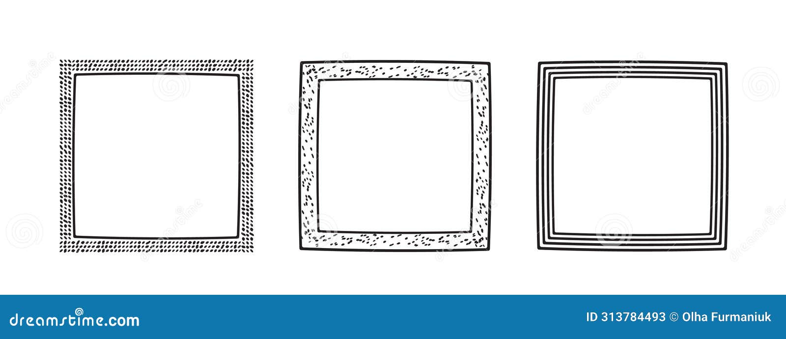 Square Frames Doodle Set,hand-drawn Monograms.Edgings and Cadres with ...