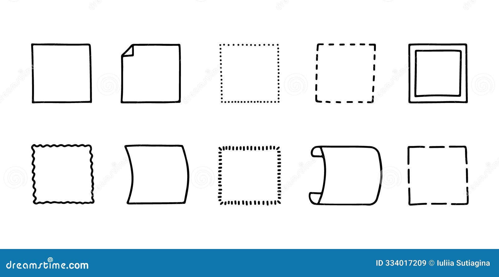 Square Frames for Note Text, Hand Drawn Doodle Line Set. Scribble ...
