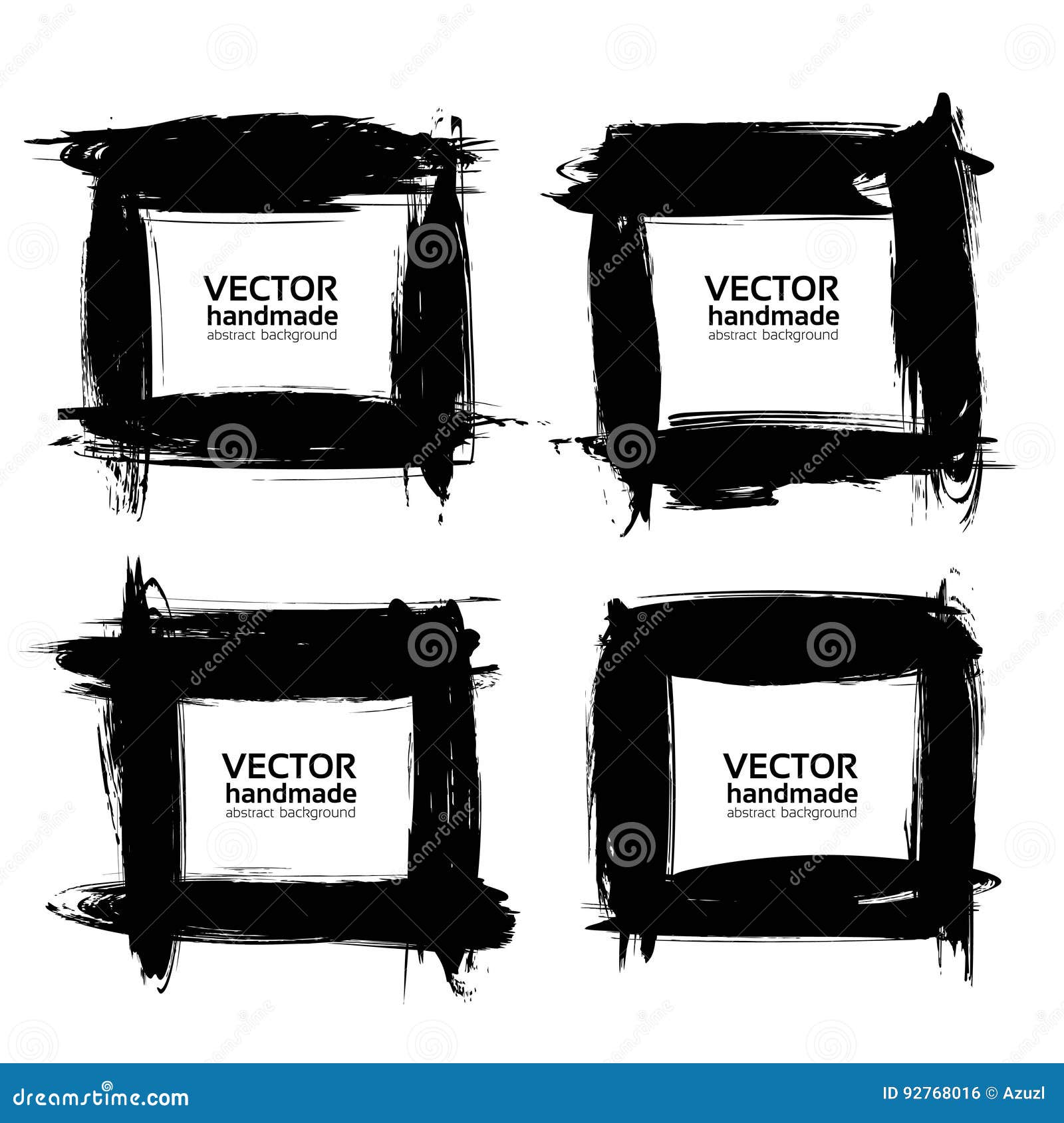Square Frames of Thick Smears with Black Paint Vector Objects Stock ...