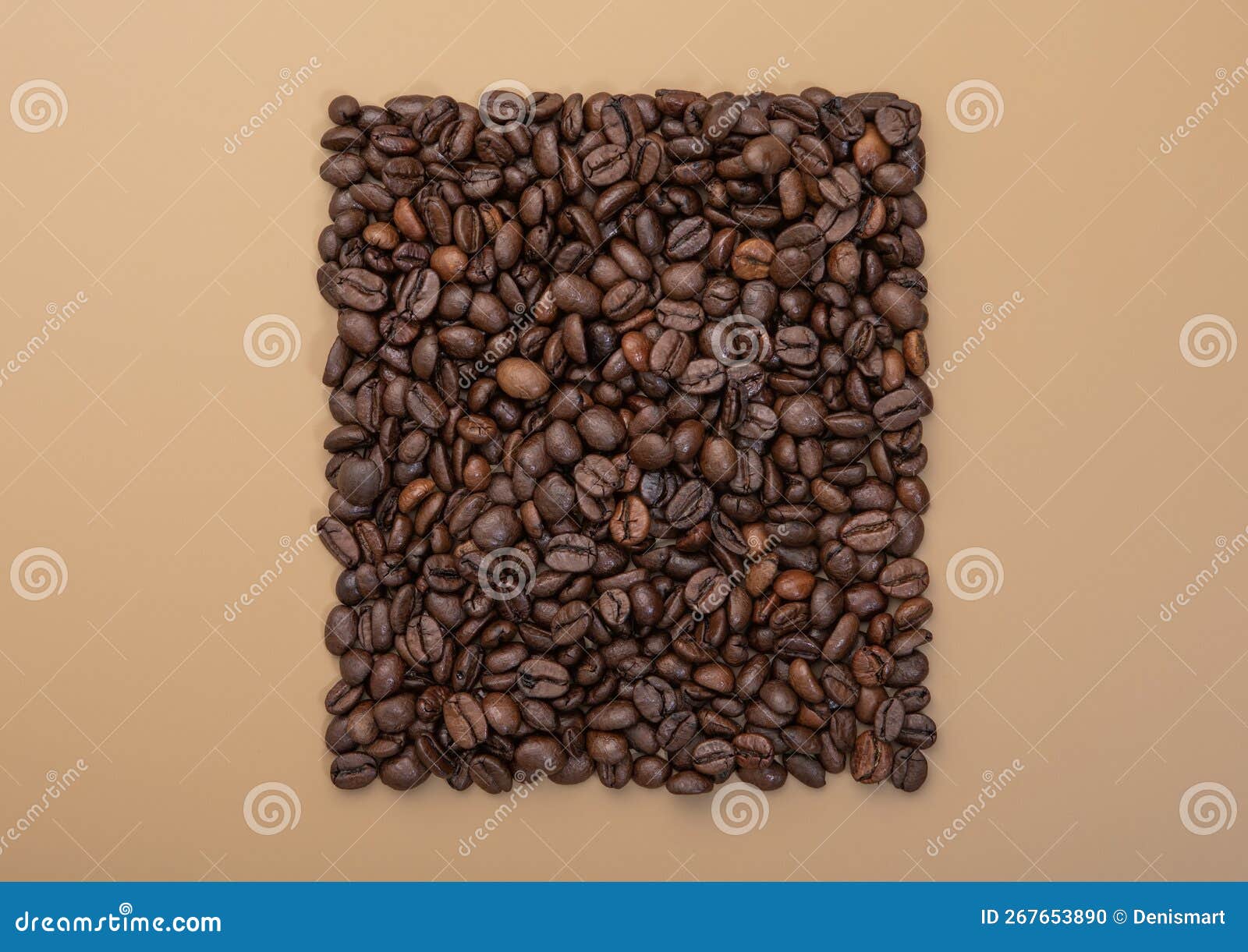 Square of Fresh Raw Coffee Beans on Beige Background Stock Photo ...