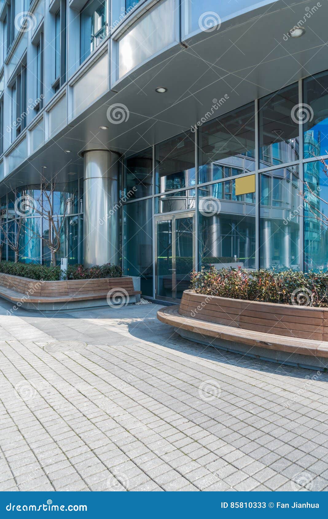 Square Front of Modern Office Buildings in Shanghai Stock Image - Image ...