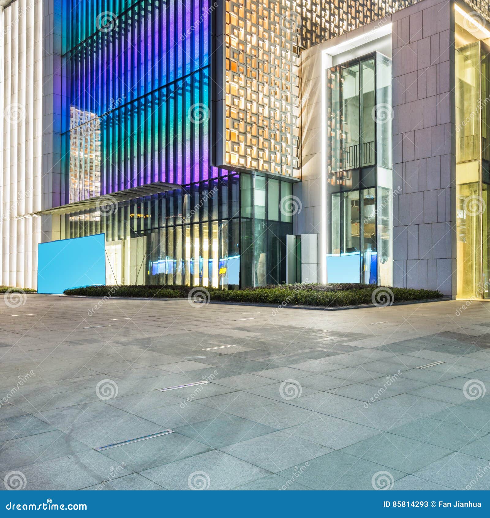 Square Front of Modern Office Buildings Stock Image - Image of ...