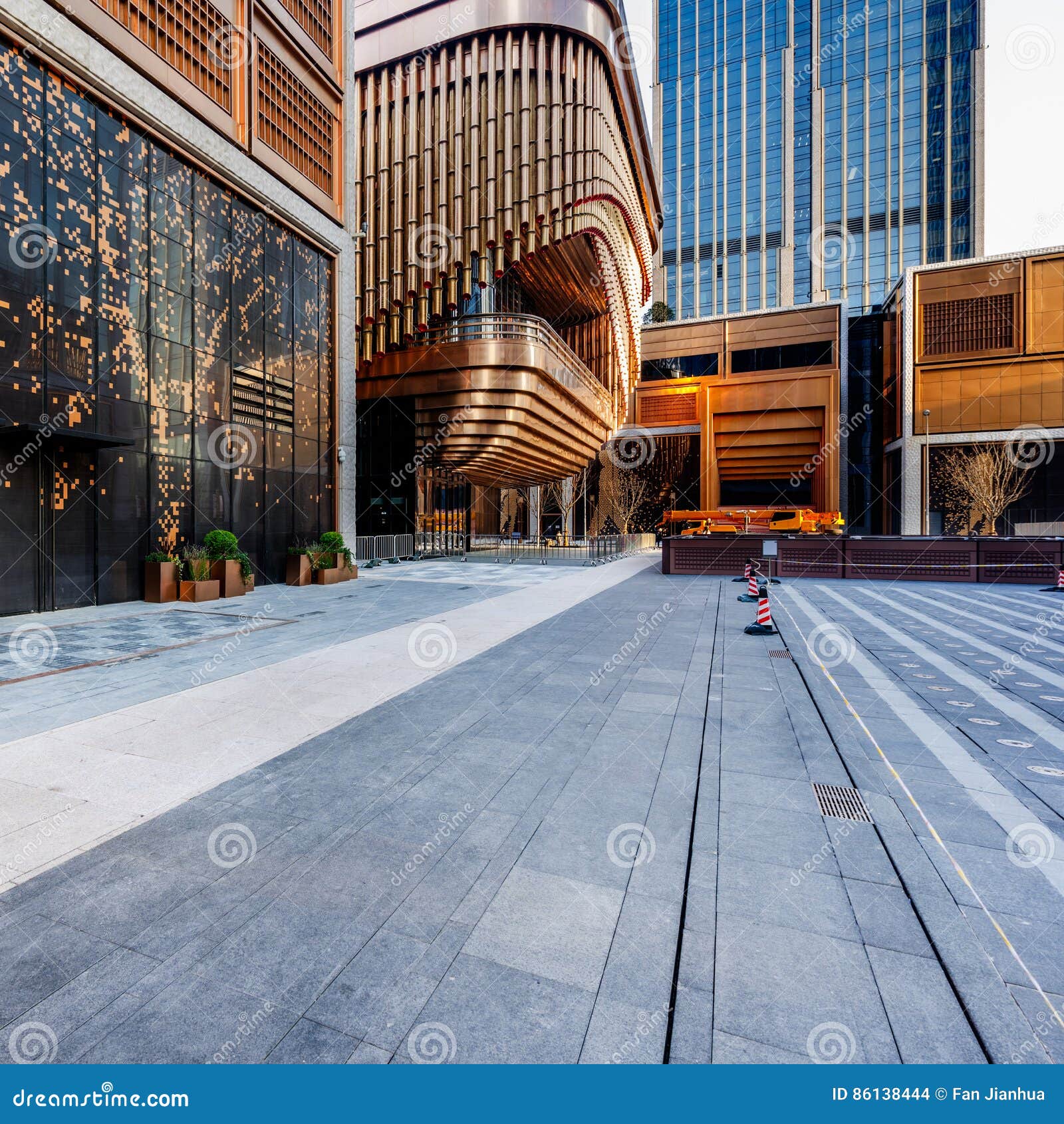 Square Front of Modern Office Buildings Stock Photo - Image of light ...