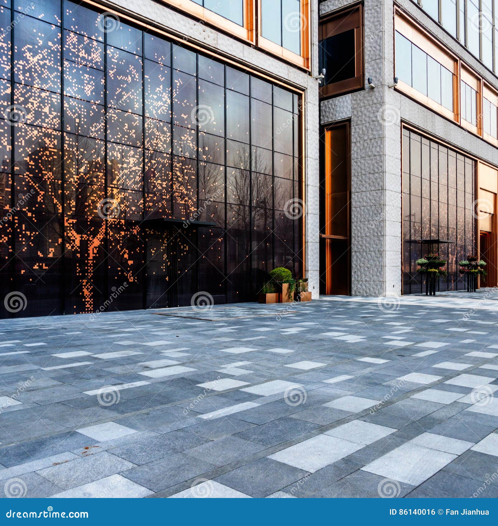 Square Front of Modern Office Buildings Stock Photo - Image of ...