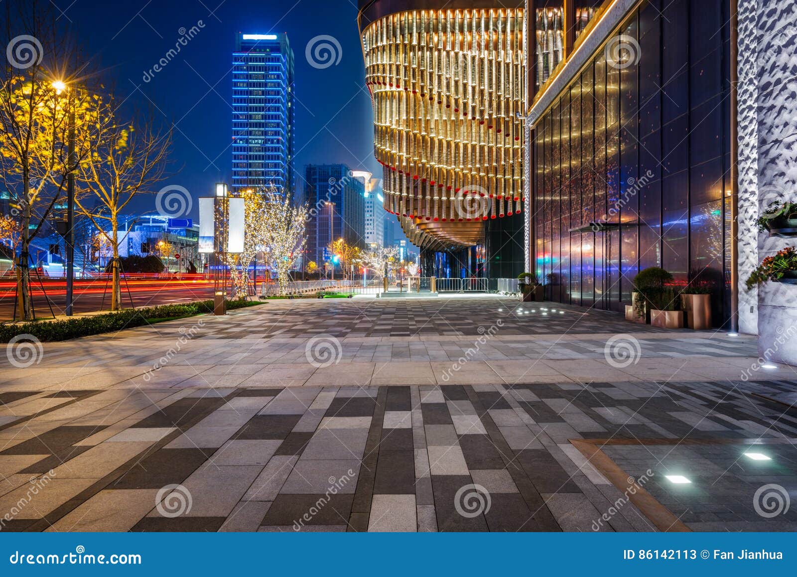 Square Front of Modern Office Buildings in Shanghai Stock Image - Image ...