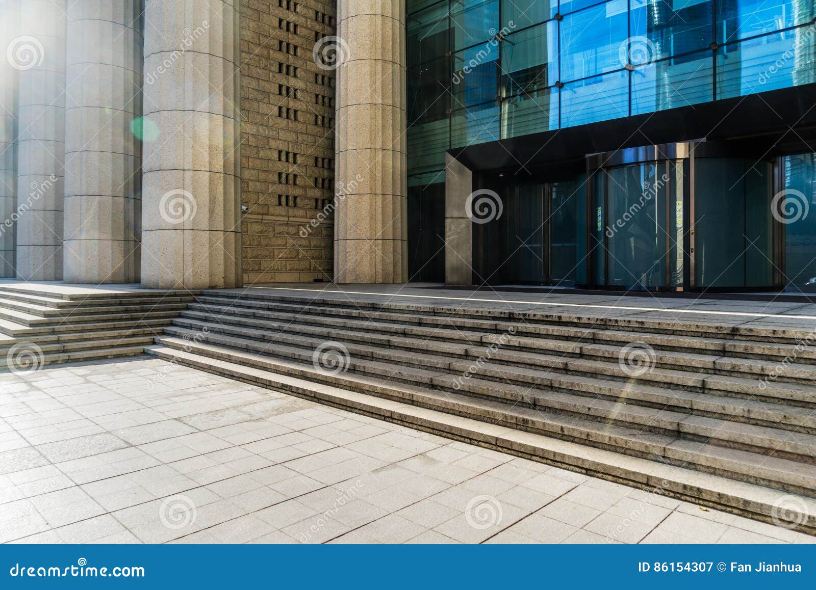 Square Front of Modern Office Buildings Stock Image - Image of glass ...