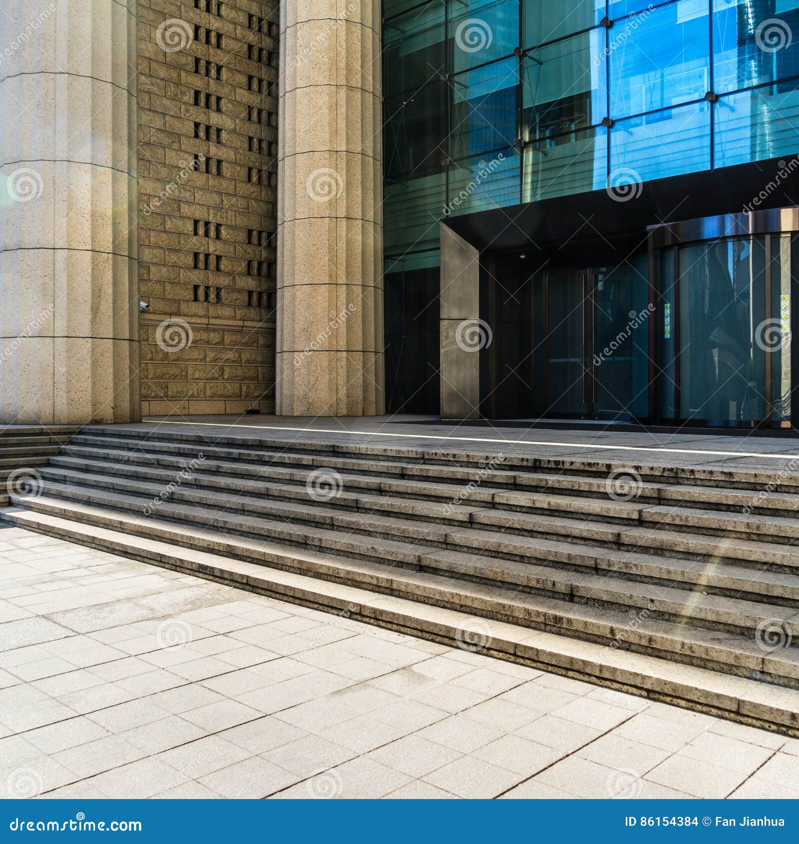 Square Front of Modern Office Buildings Stock Photo - Image of ...