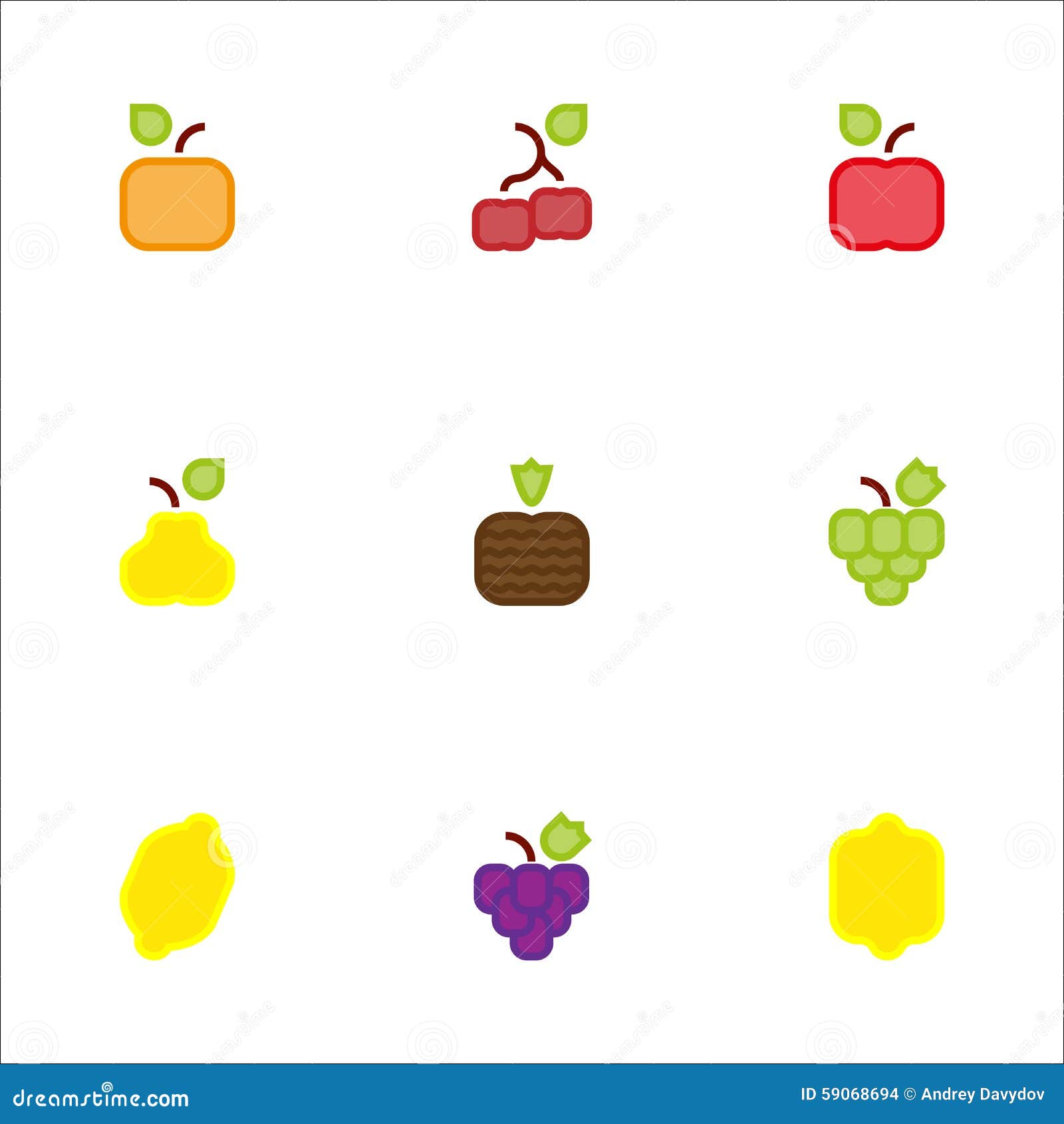 Square fruit icons color stock vector. Illustration of logo - 59068694