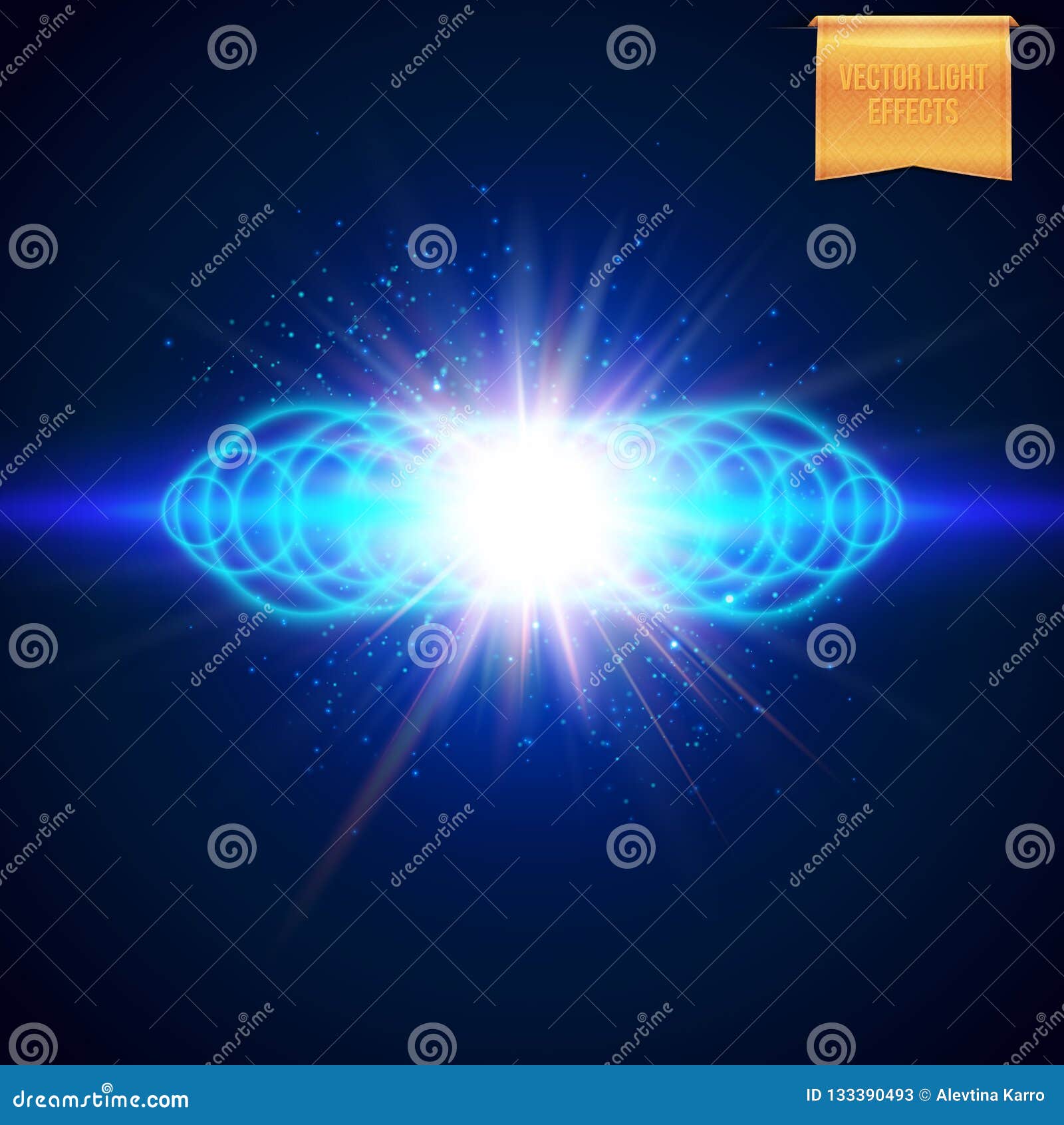 Vector Illustration of Multiple Ringed Blue Explosion Background Stock ...
