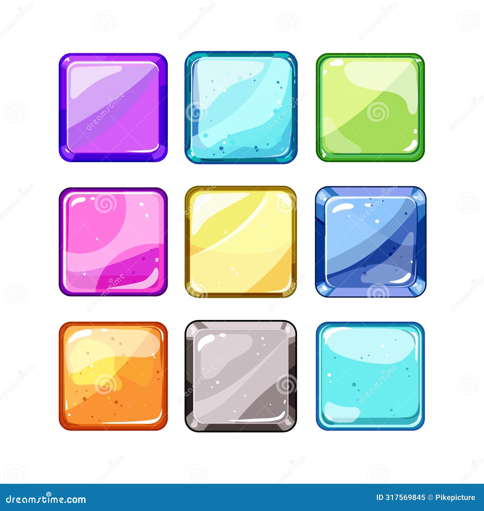 Square Game Button Set Cartoon Vector Illustration Stock Vector ...