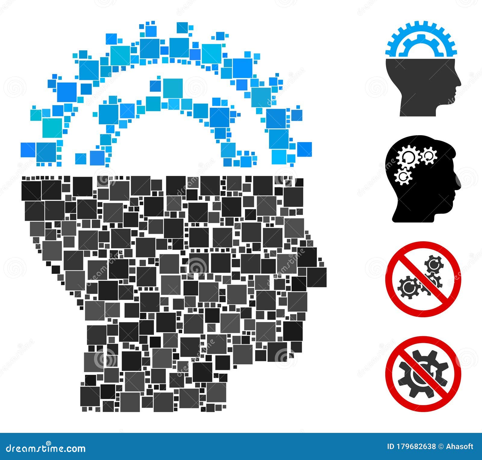 Square Gear Engineer Icon Vector Collage Stock Vector - Illustration of ...