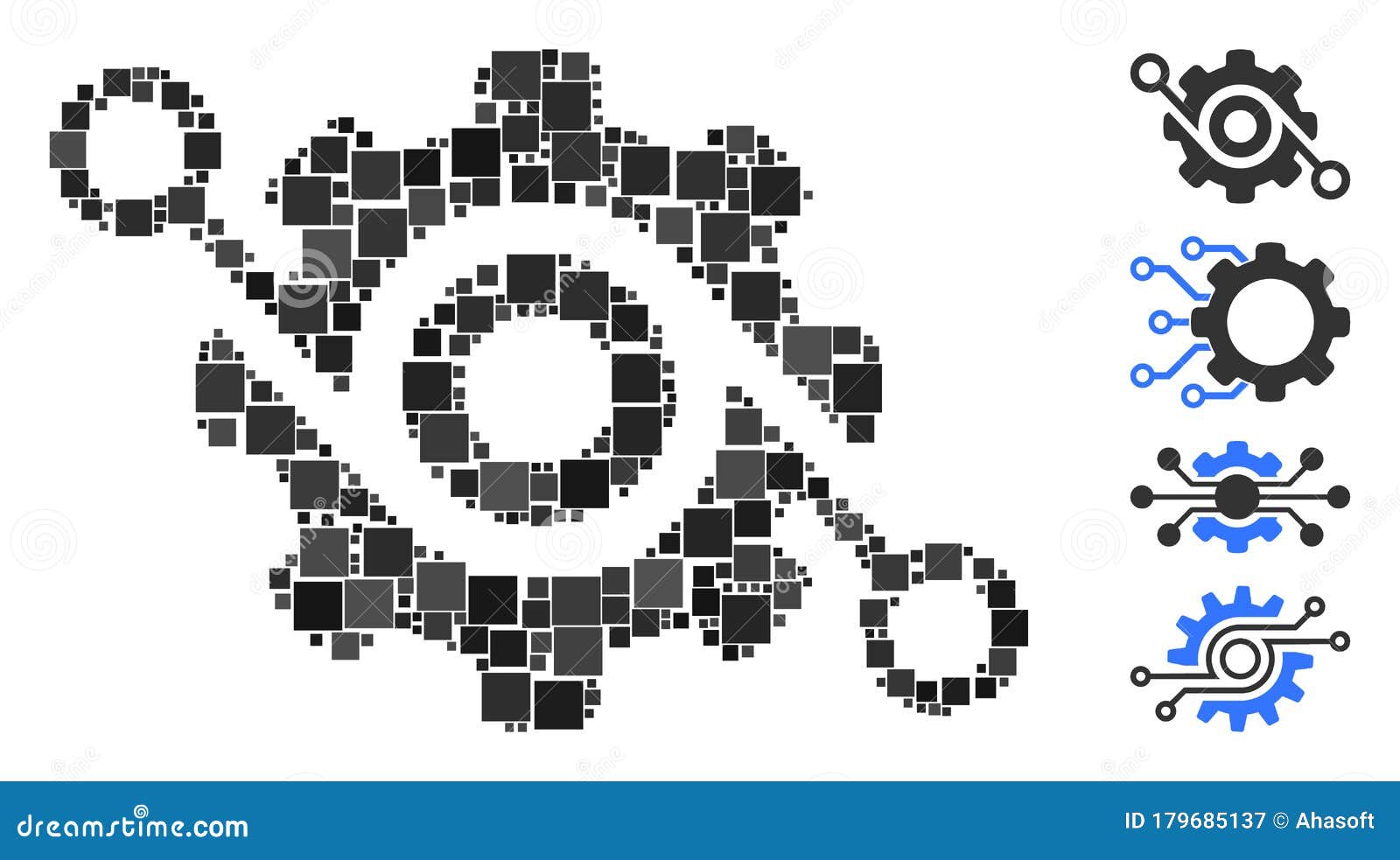 Square Gear Solution Icon Vector Collage Stock Vector - Illustration of ...