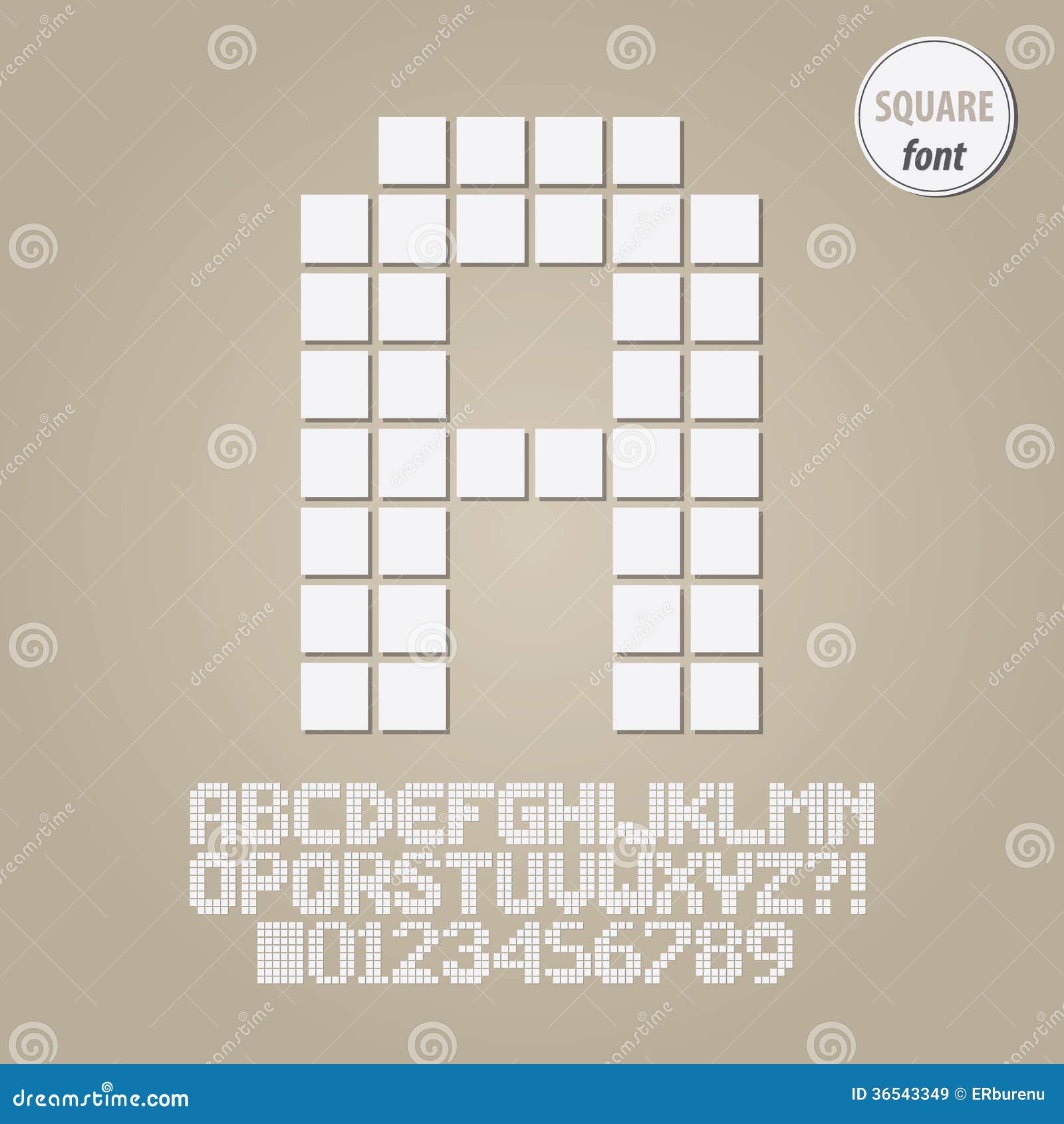 Square Geometric Alphabet and Digit Vector Stock Vector - Illustration ...