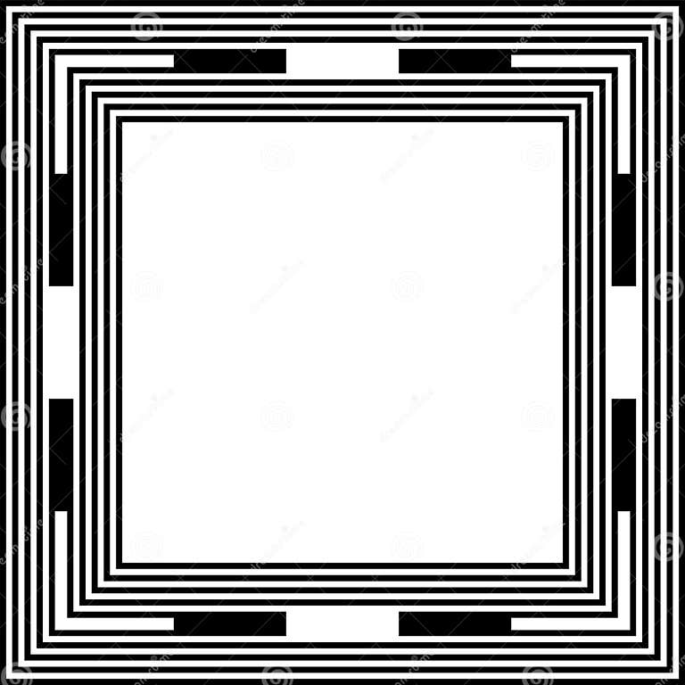 Square Geometric Border Frame. Black and White Background Stock Vector ...
