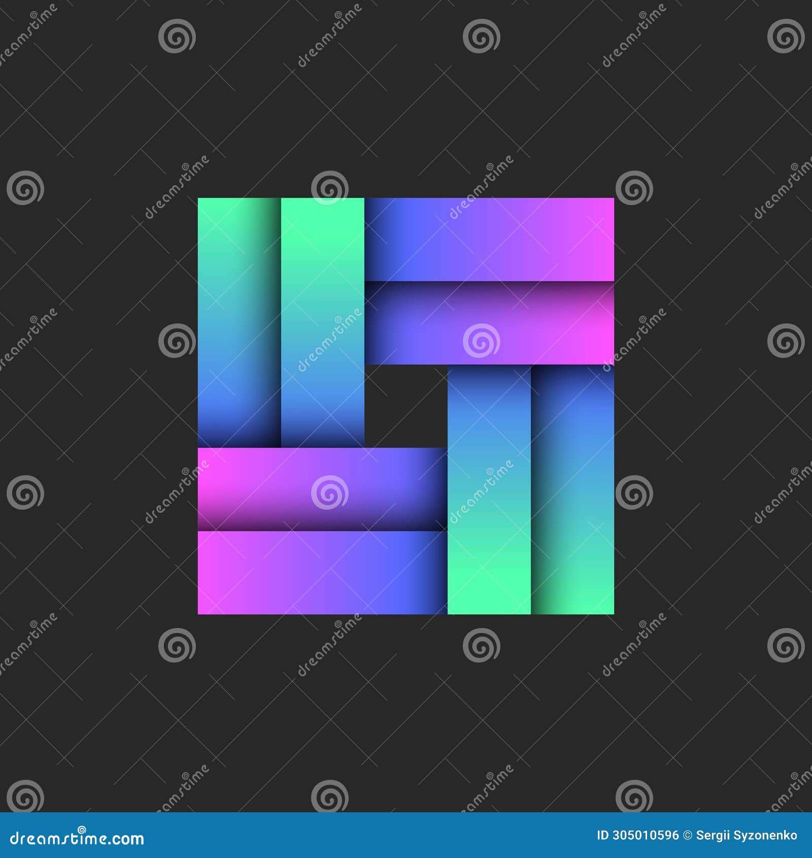 Square Geometric Logo from Vibrant Gradient, Intersecting Rectangular ...