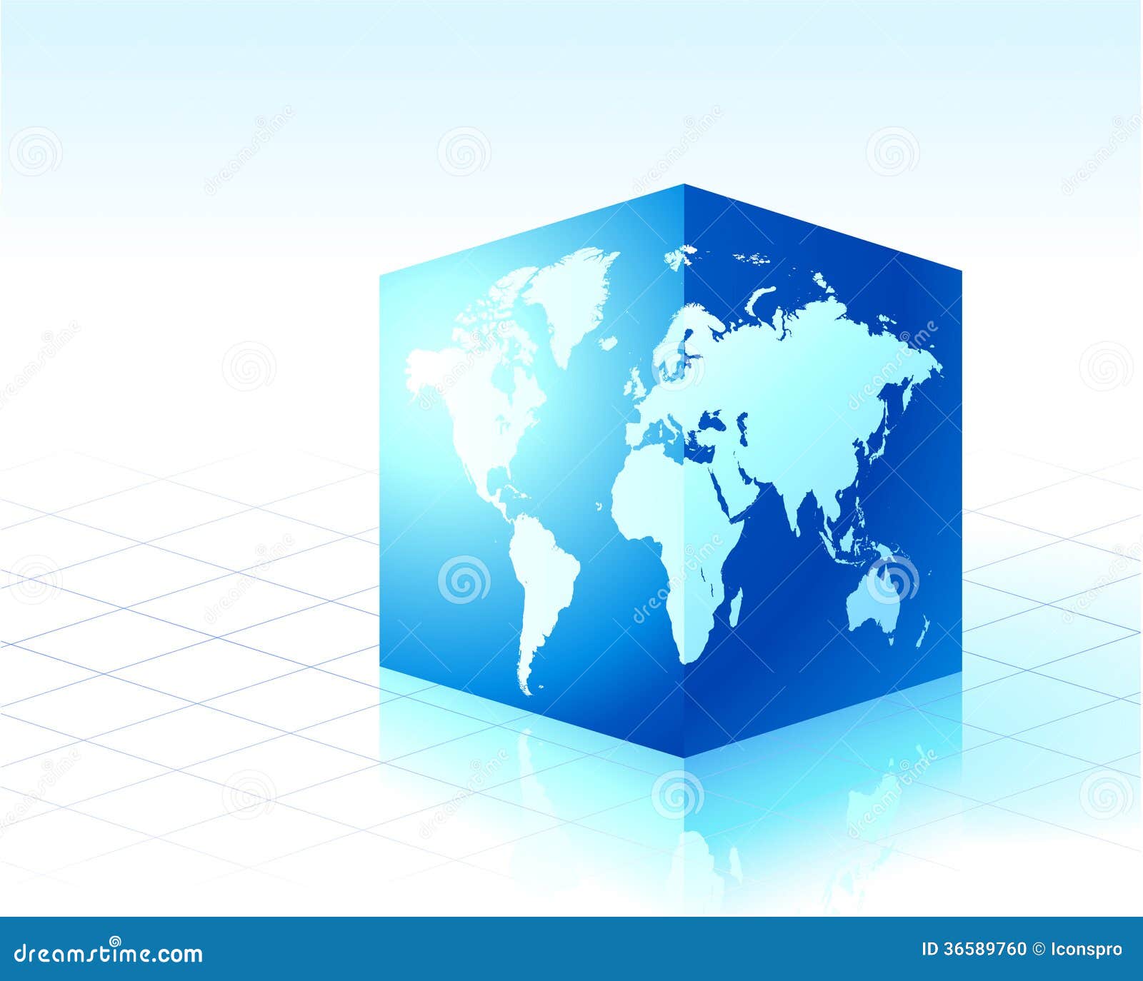 Square globe cube stock illustration. Illustration of continent - 36589760