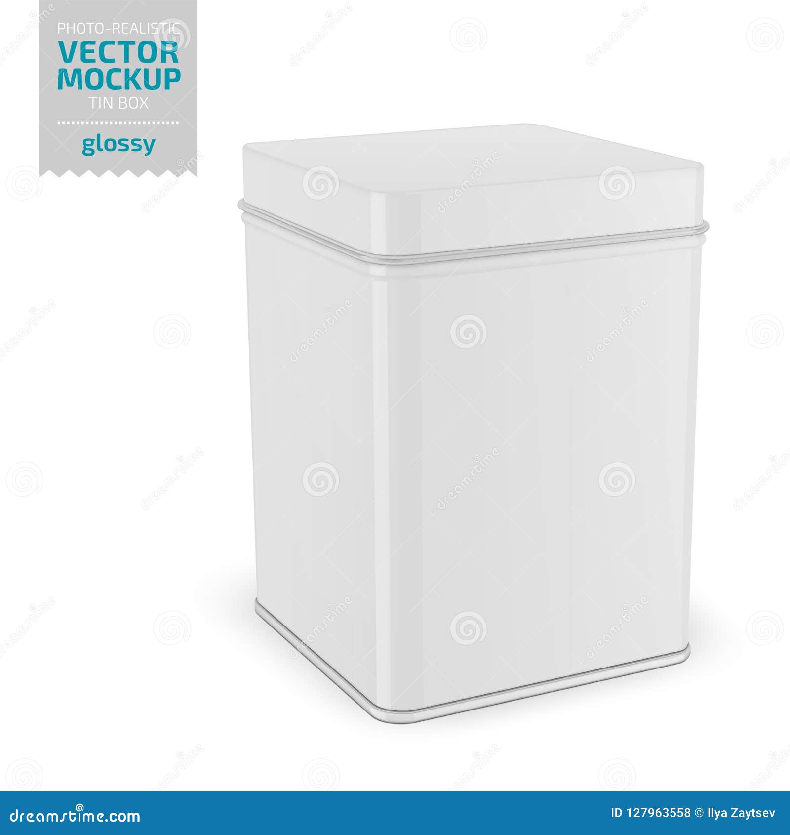 Square Glossy Tin Can Template. Realistic Vector. Stock Vector ...