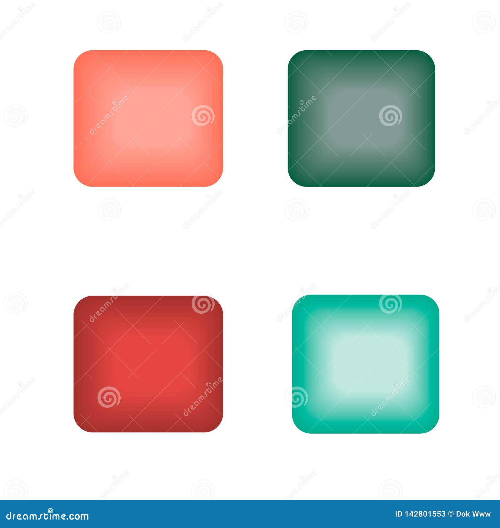 Square Glowing Buttons of Different Colors Stock Vector - Illustration ...