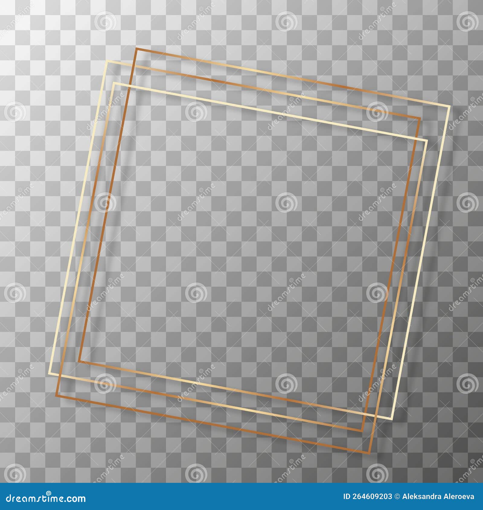 Square Gold Abstract Illustration on a Transparent Background. Stock ...
