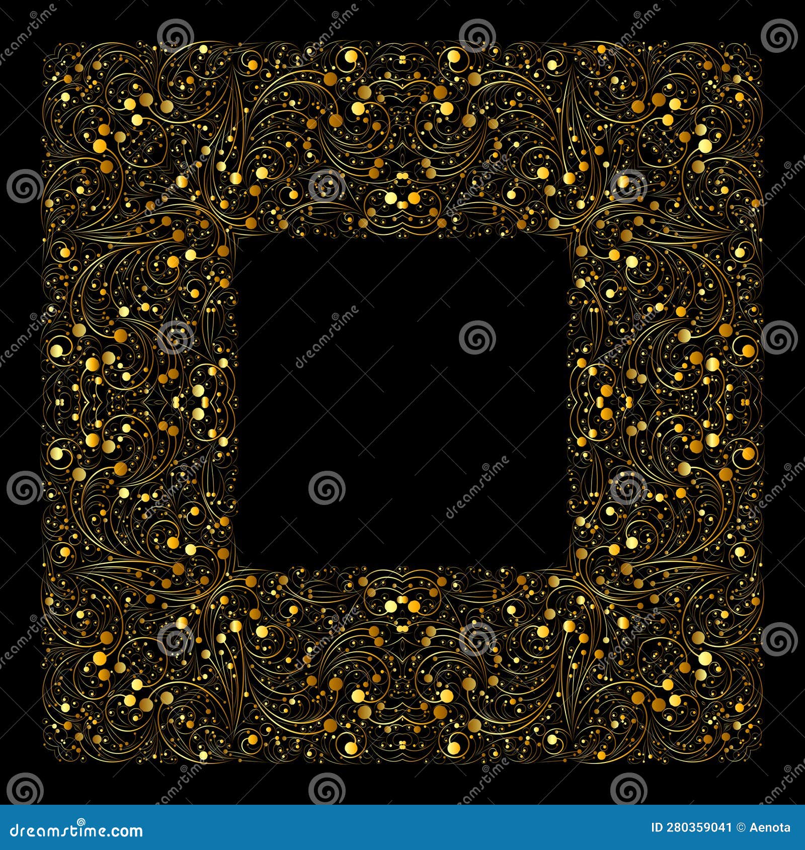 Square Gold Curl Vector Frame Stock Vector - Illustration of pattern ...