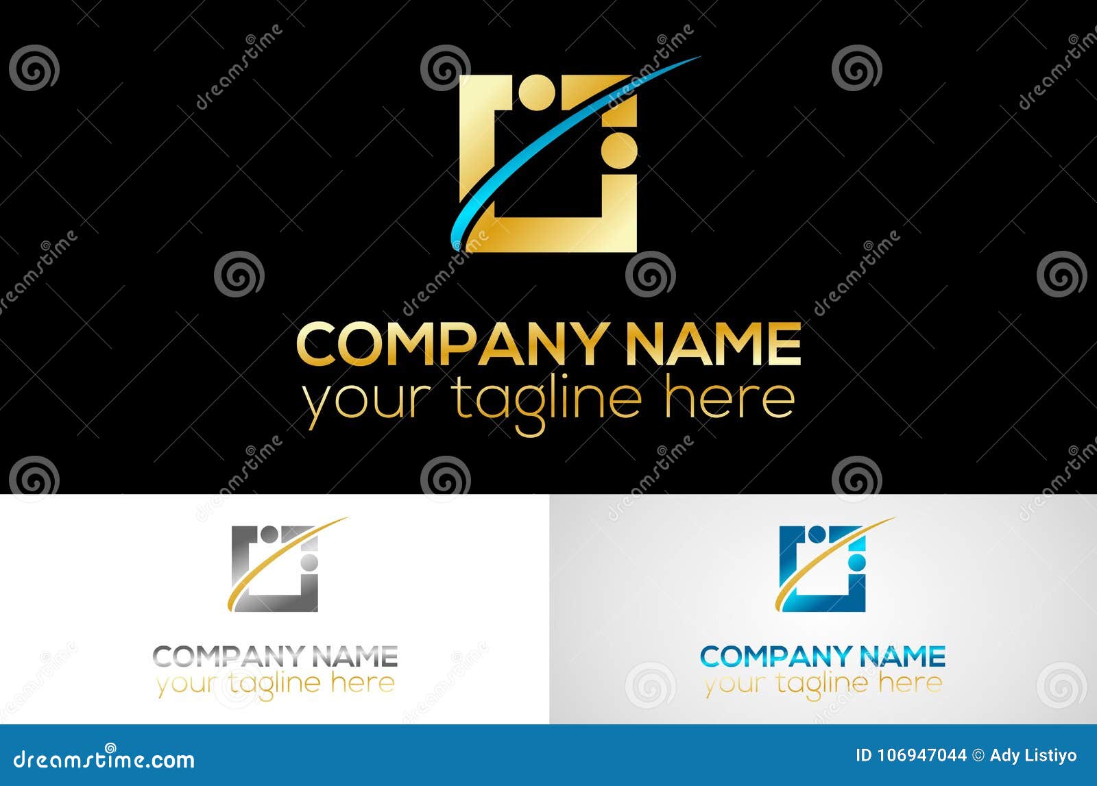 Square Gold Logo Template Design Stock Illustration - Illustration of ...