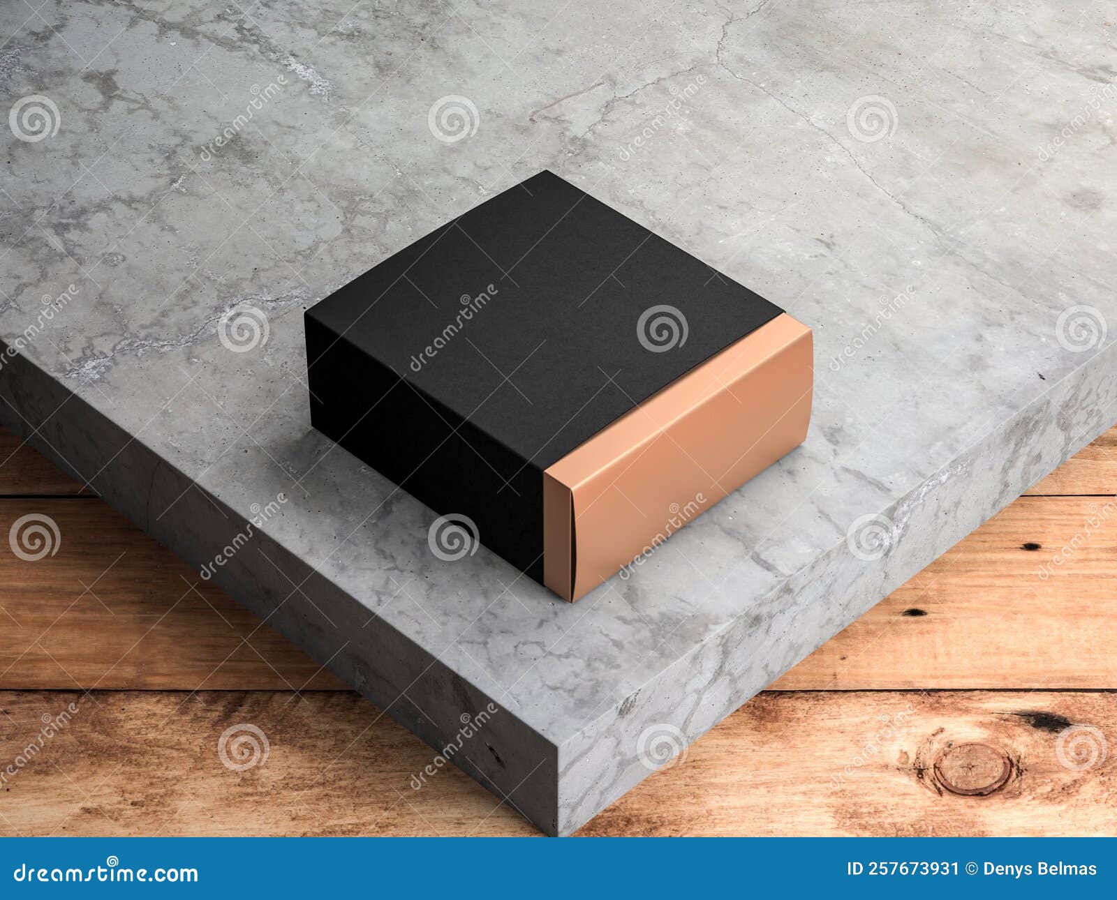 Square Gold Gift Box Mockup with Black Case Stock Illustration ...