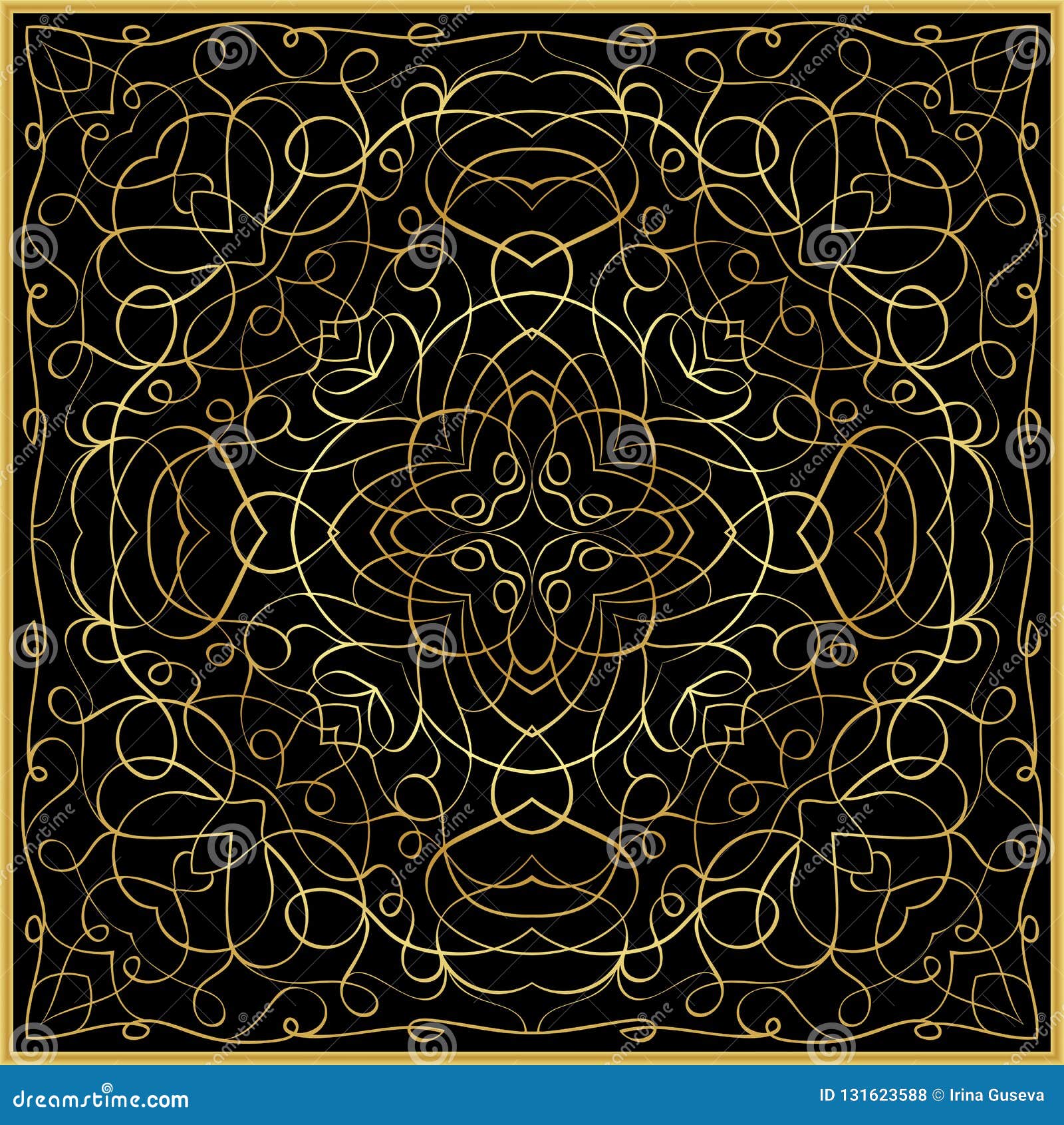 Square gold pattern stock vector. Illustration of lace - 131623588