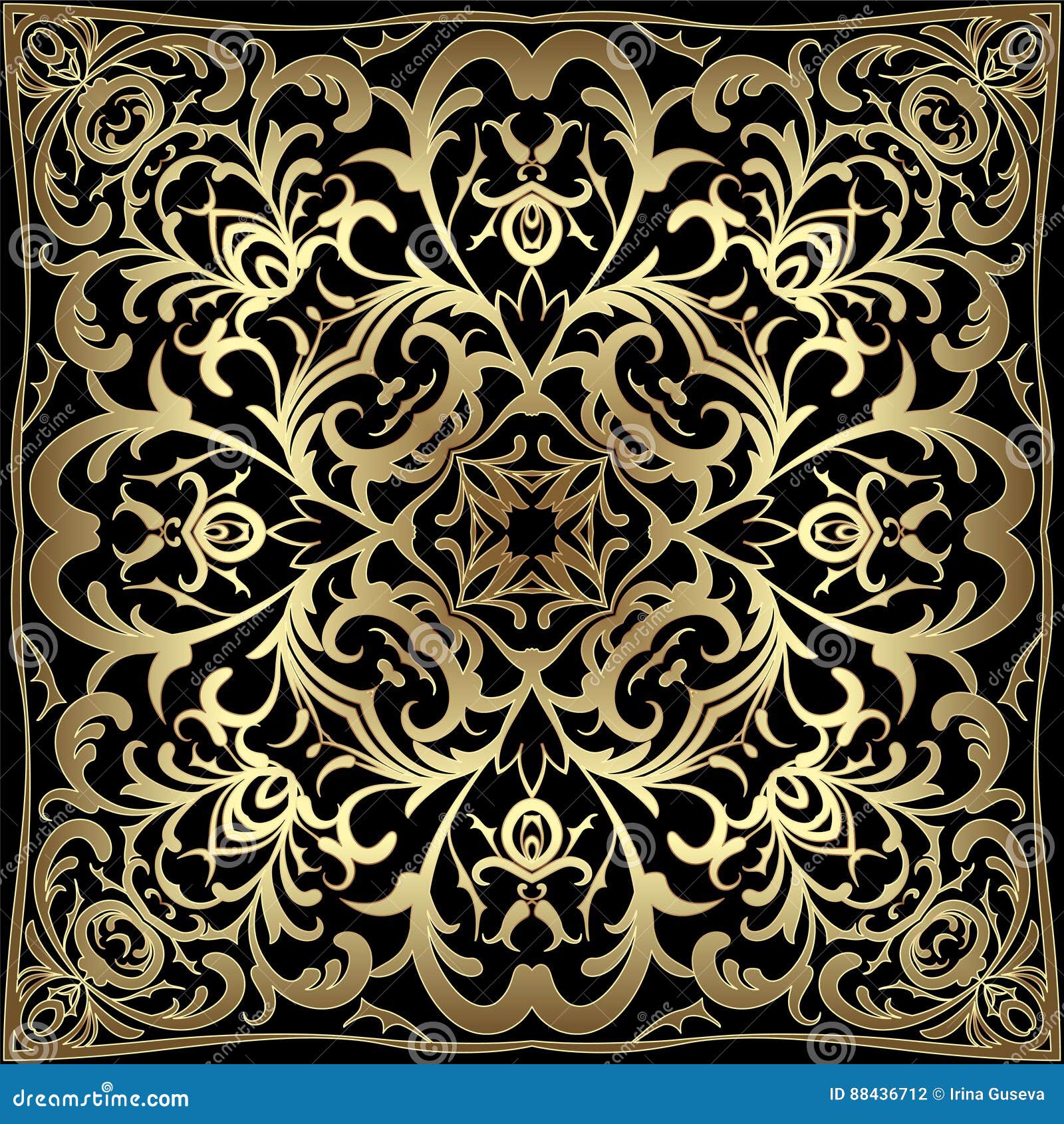 Square gold pattern stock vector. Illustration of classic - 88436712