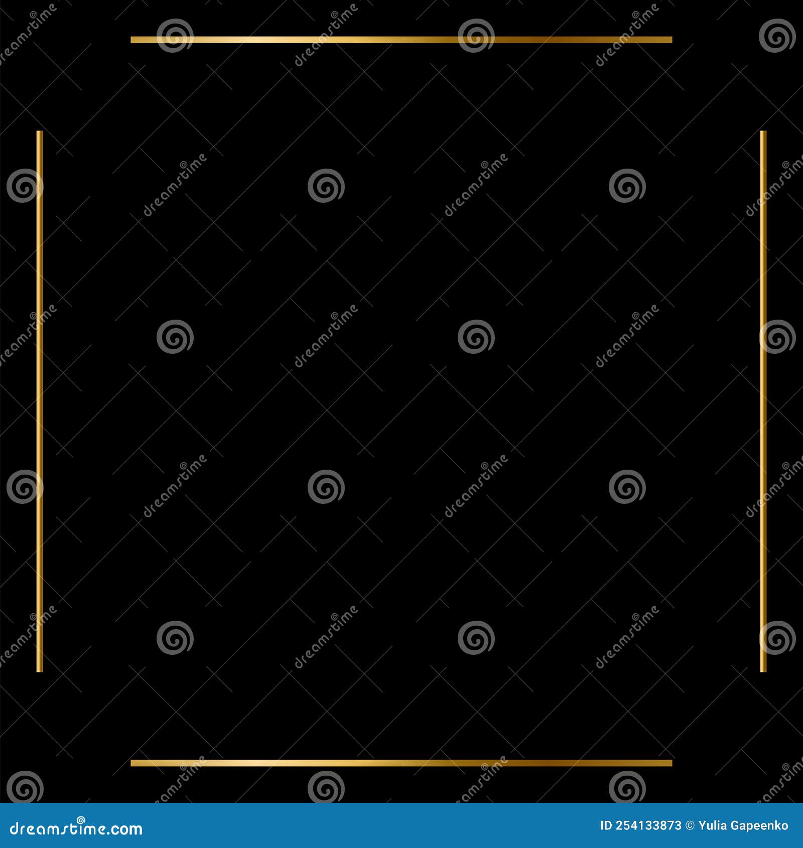 Square Golden Frame on the Black Background. EPS10 Stock Vector ...