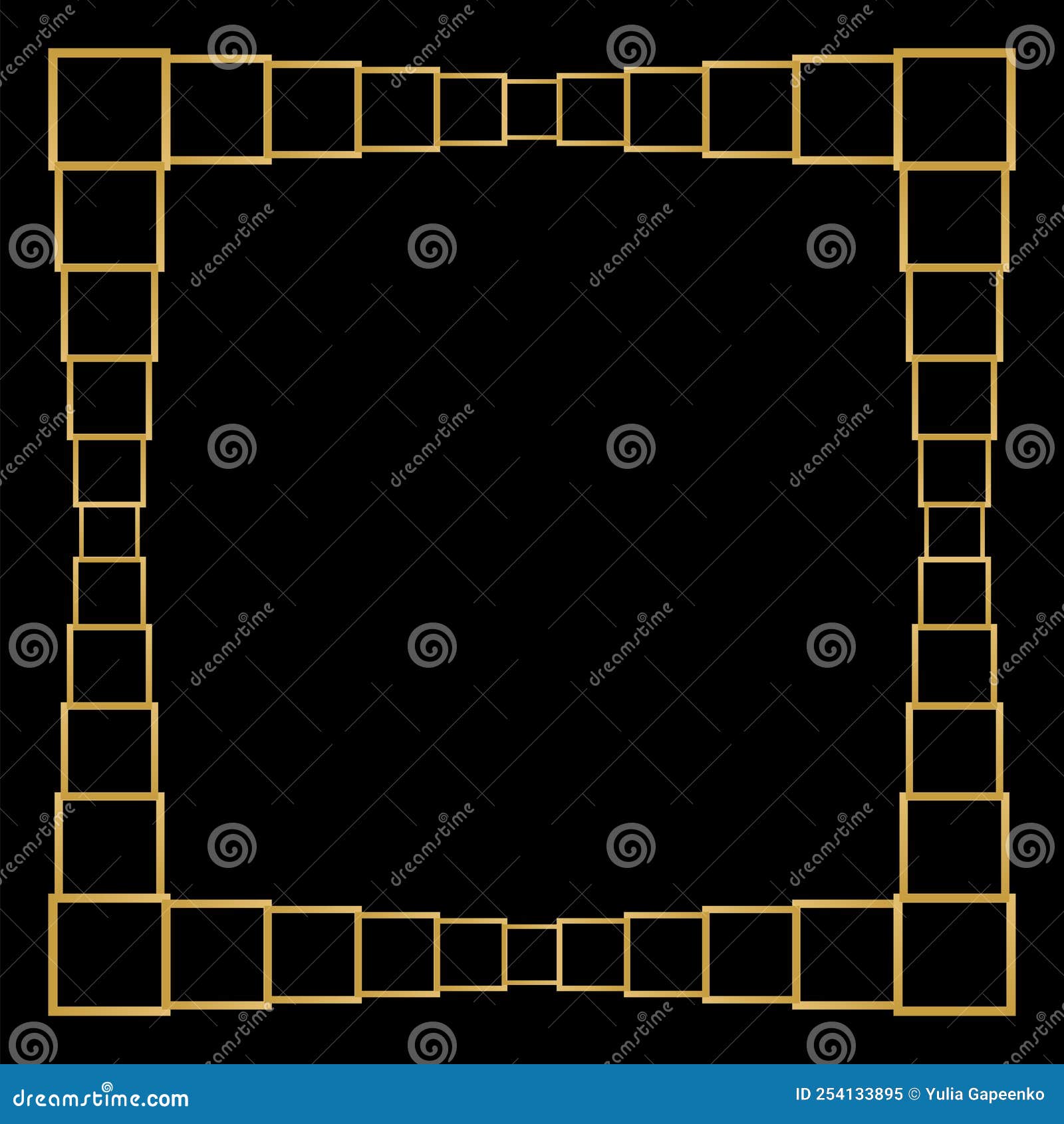 Square Golden Frame on the Black Background. EPS10 Stock Vector ...