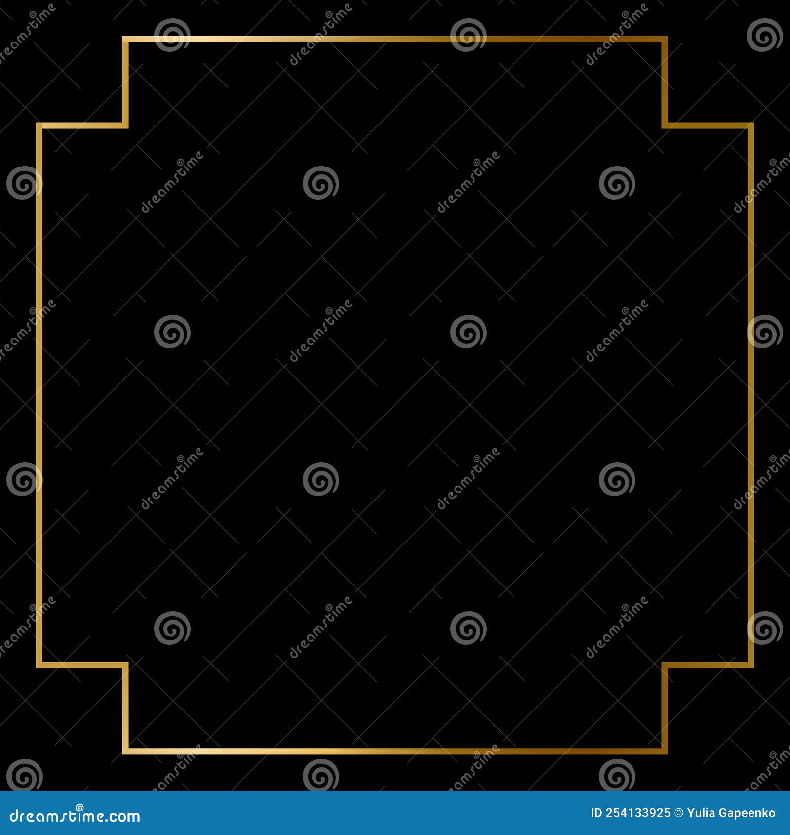 Square Golden Frame on the Black Background. EPS10 Stock Vector ...