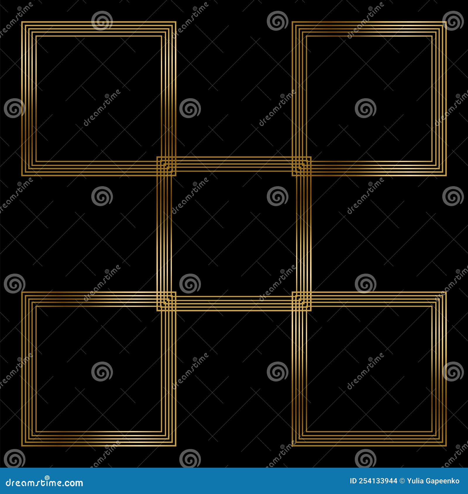 Square Golden Frame on the Black Background. EPS10 Stock Vector ...