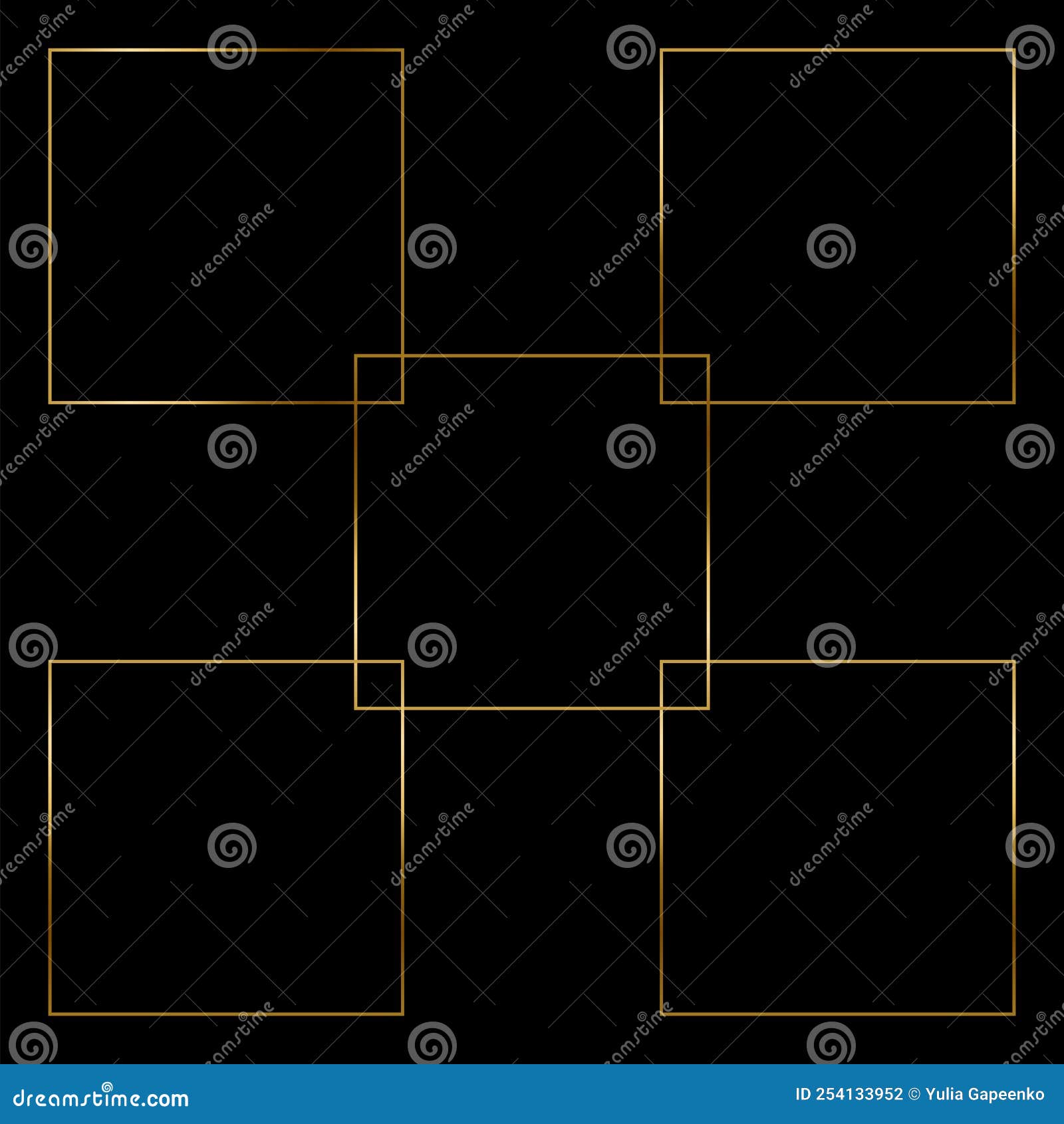 Square Golden Frame on the Black Background. EPS10 Stock Vector ...