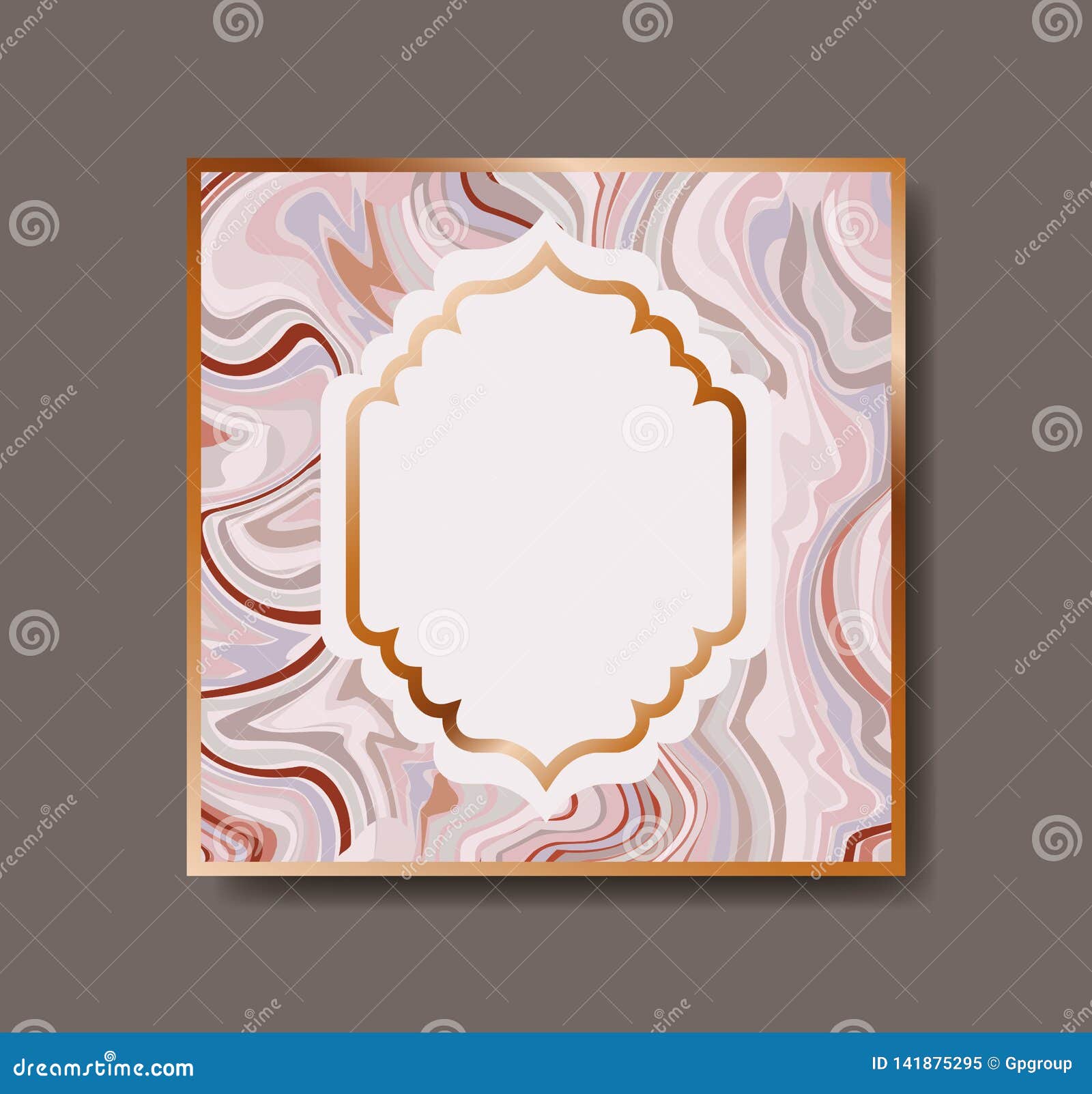 Square Golden with Victorian Frame Marble Texture Stock Vector ...